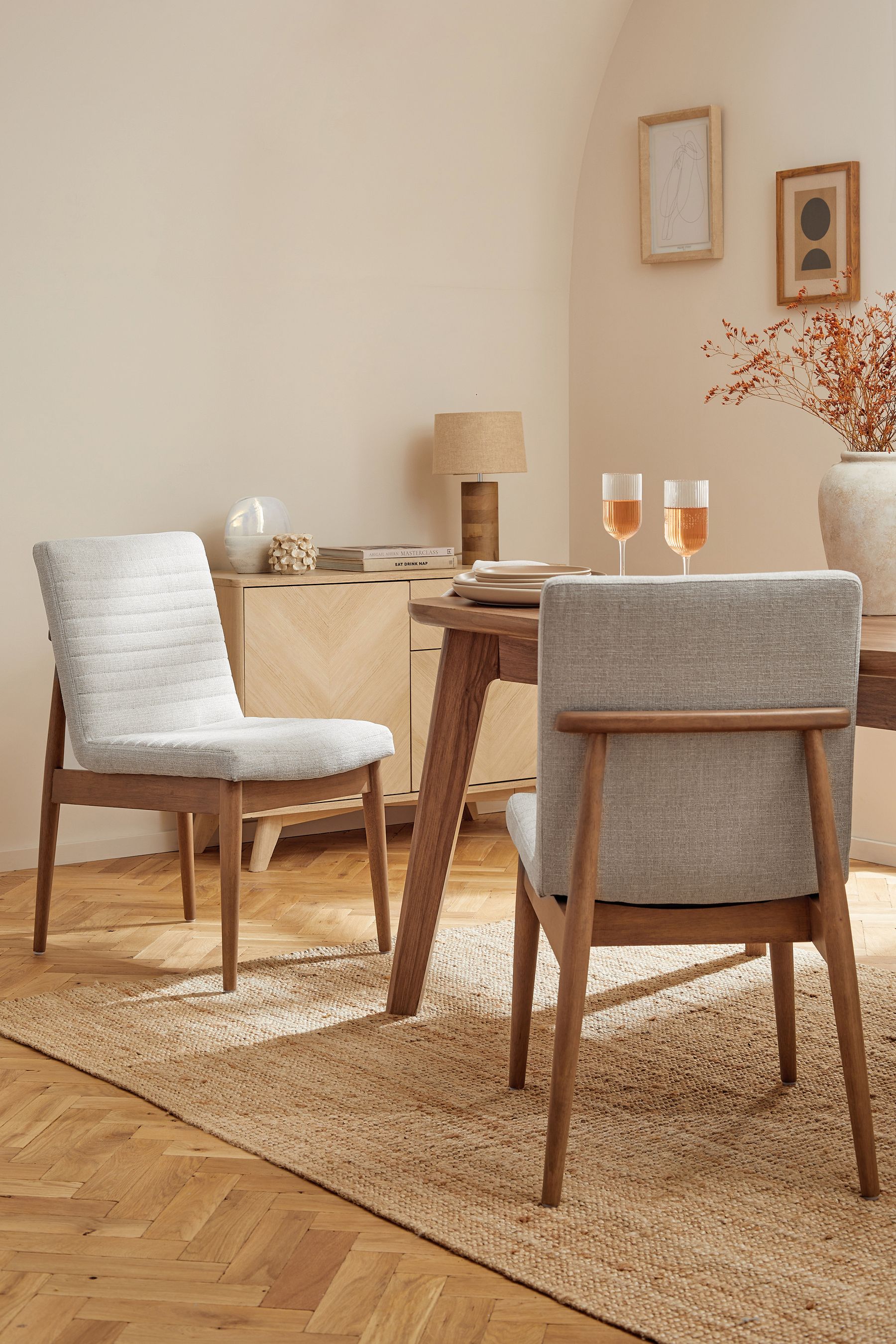 Buy Set of 2 Tweedy Plain Light Natural Atlas Walnut Effect Leg Dining ...