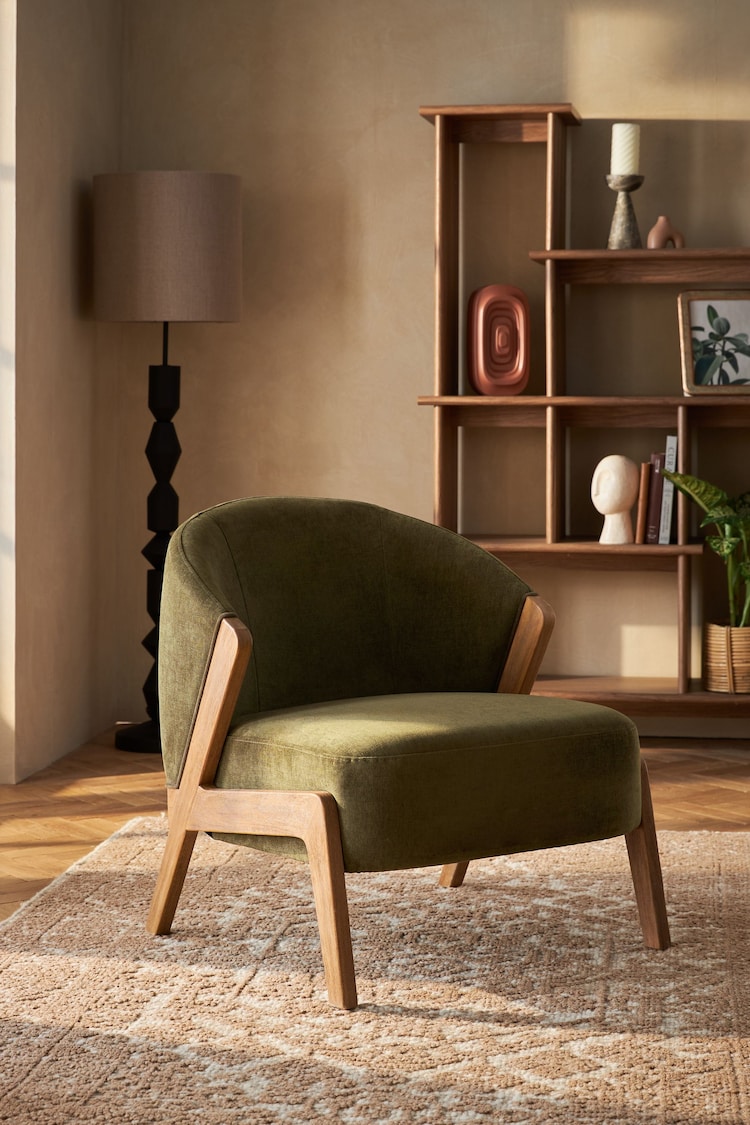 Buy Bronx Frame, Fine Chenille Moss Green Turner Wooden Accent Chair ...