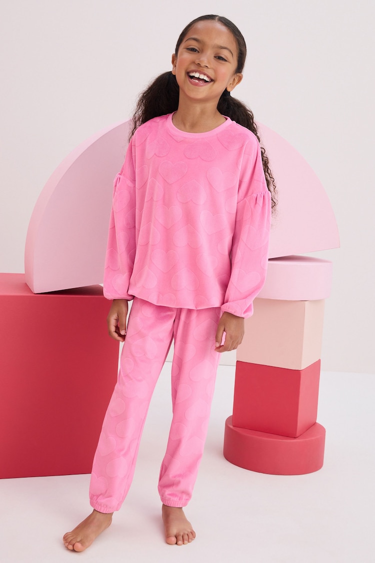Buy Pink Heart Cosy Fleece Pyjamas (9mths-16yrs) from the Next UK ...
