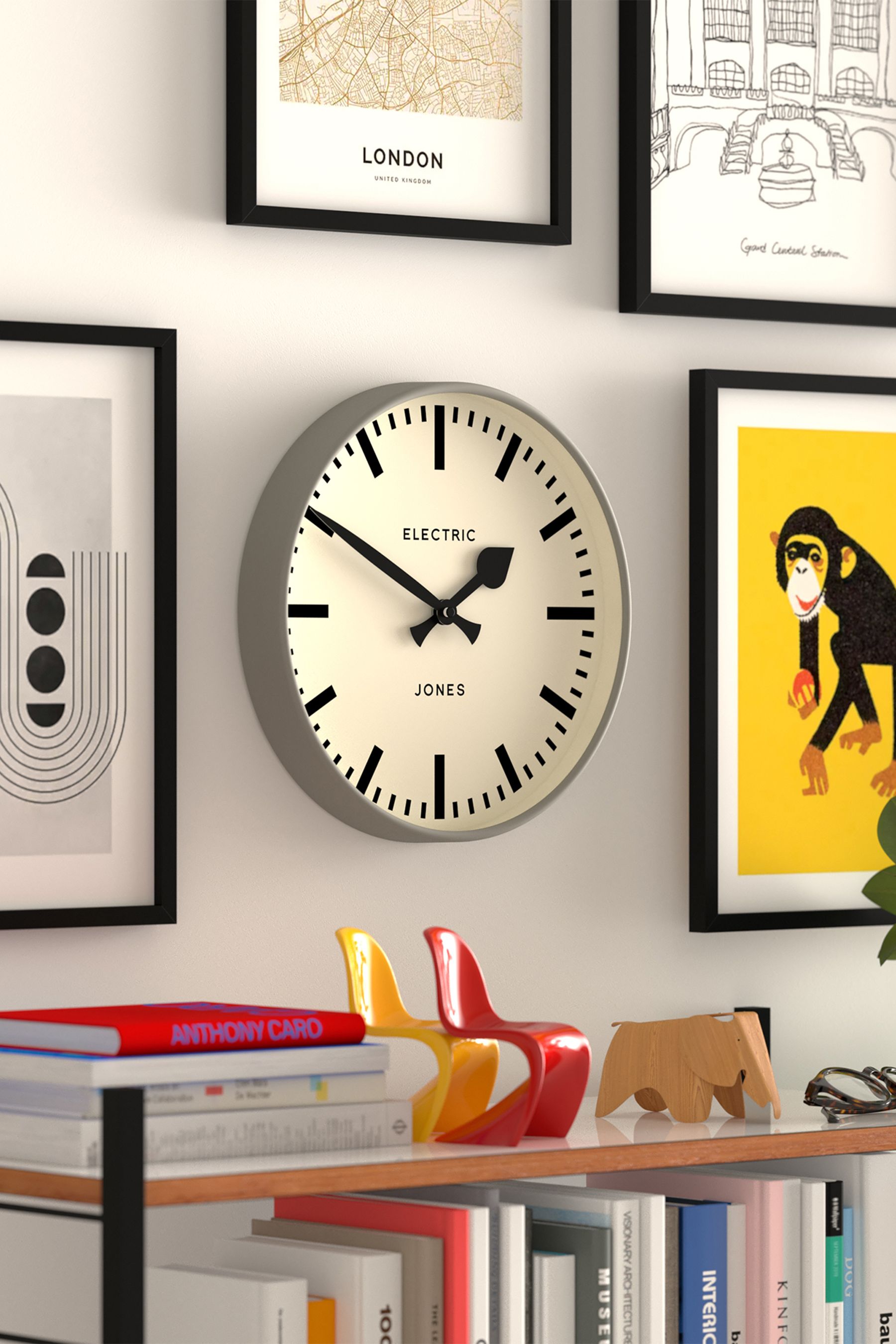 Buy Jones Clocks Grey A Contemporary Railway Dial Wall Clock from the ...