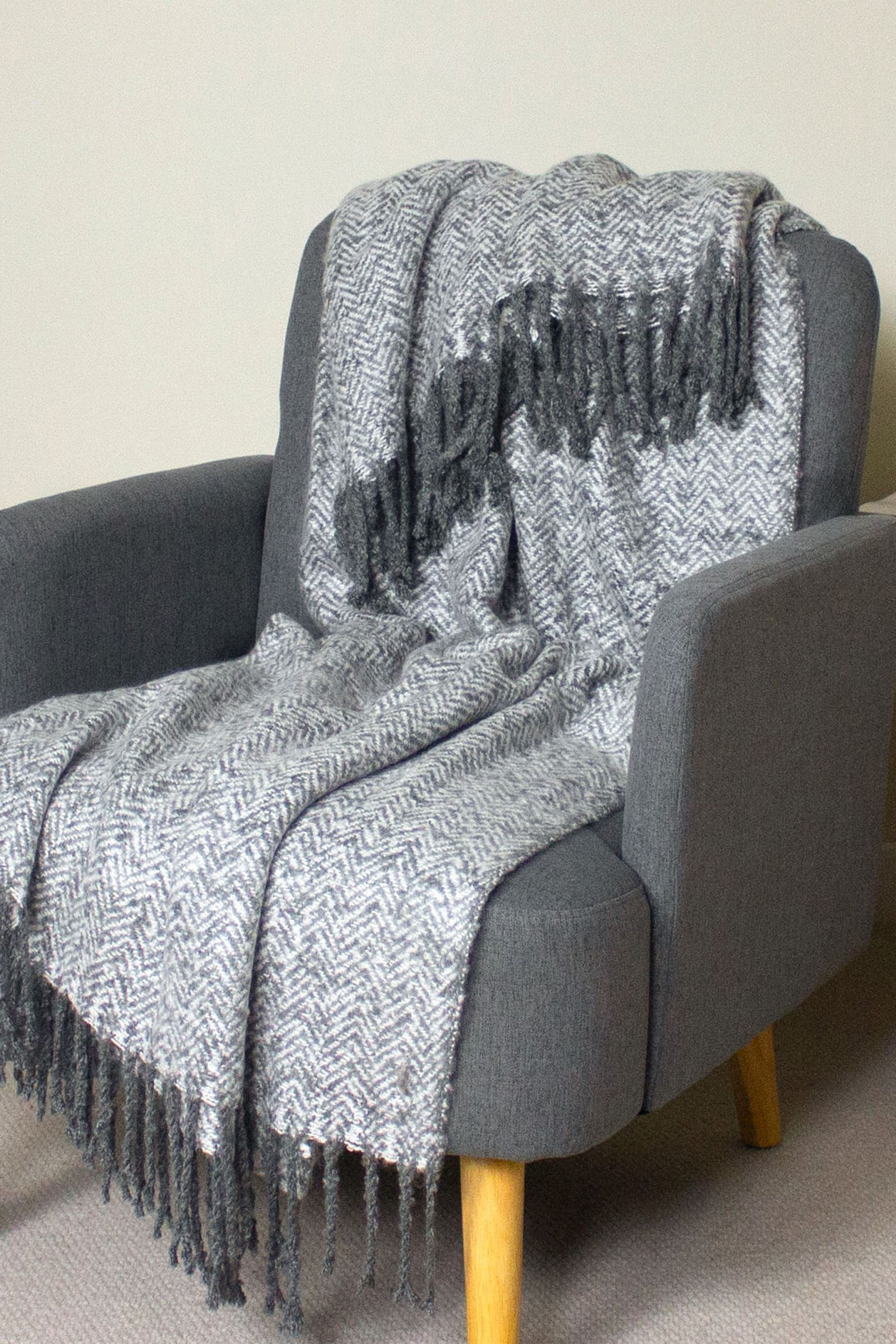 Buy furn. Grey Weaver Throw from the Next UK online shop