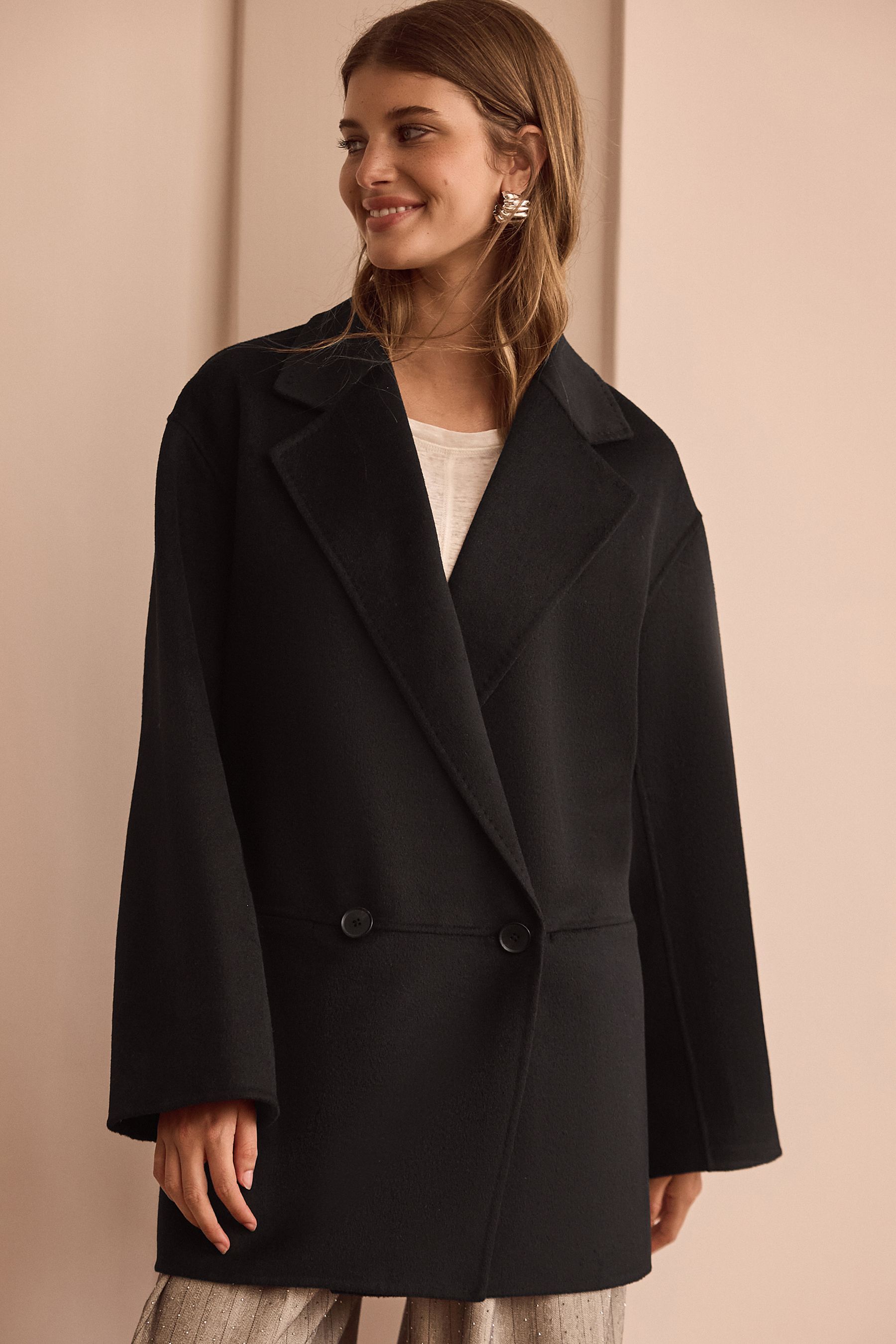 Buy Black Premium Handsewn Wool Blend Blazer Coat from the Next UK ...