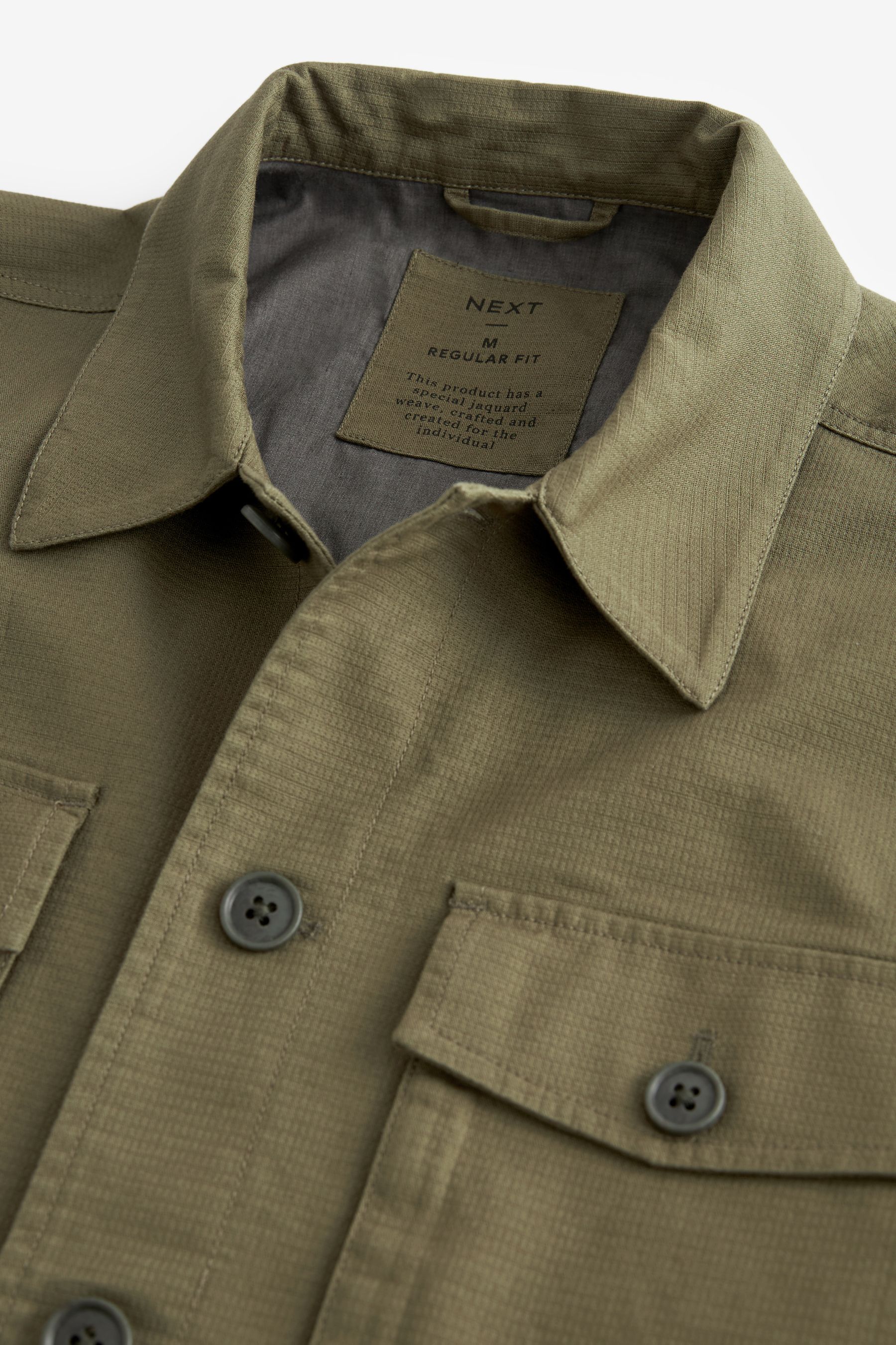 Buy Khaki Green Textured Button Up Shacket from the Next UK online shop