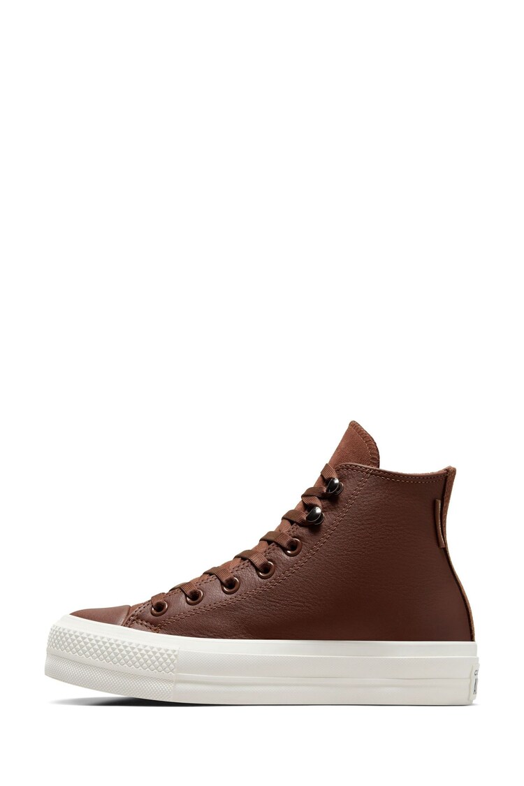 Buy Converse Brown Chuck Taylor All Star Lift Leather Trainers from the ...