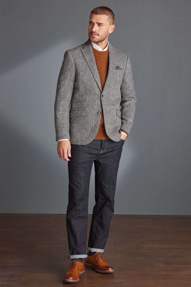 Buy Grey Signature Harris Tweed British Wool Blazer from the Next UK ...