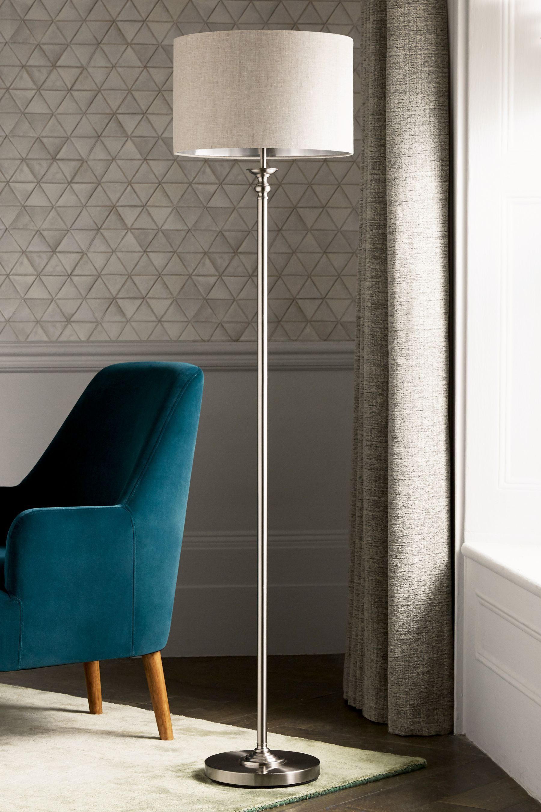Buy Brushed Chrome Burford Floor Lamp from the Next UK online shop