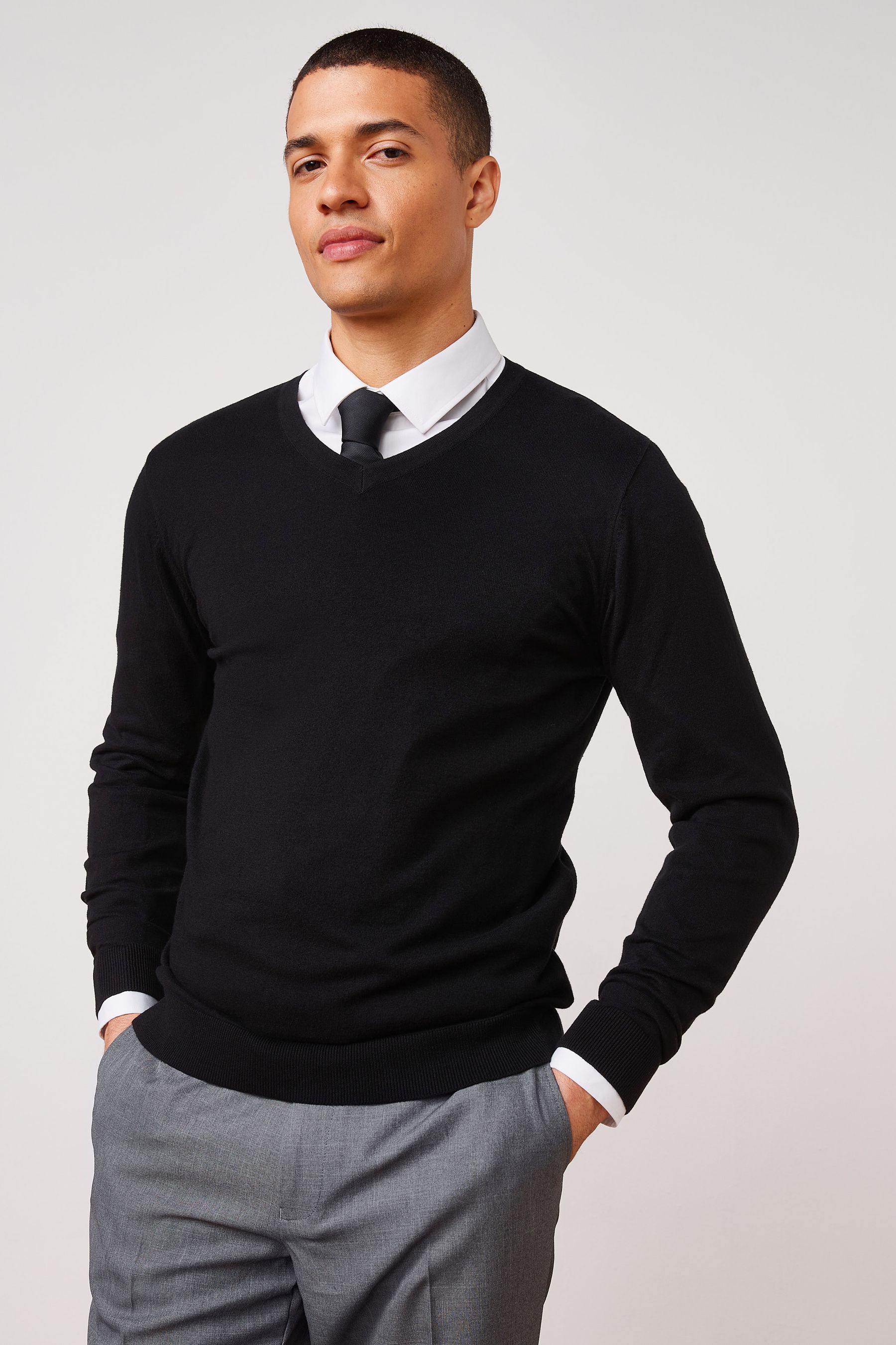 Buy Black V-Neck Regular Soft Touch Jumpers 2 Pack from the Next UK ...