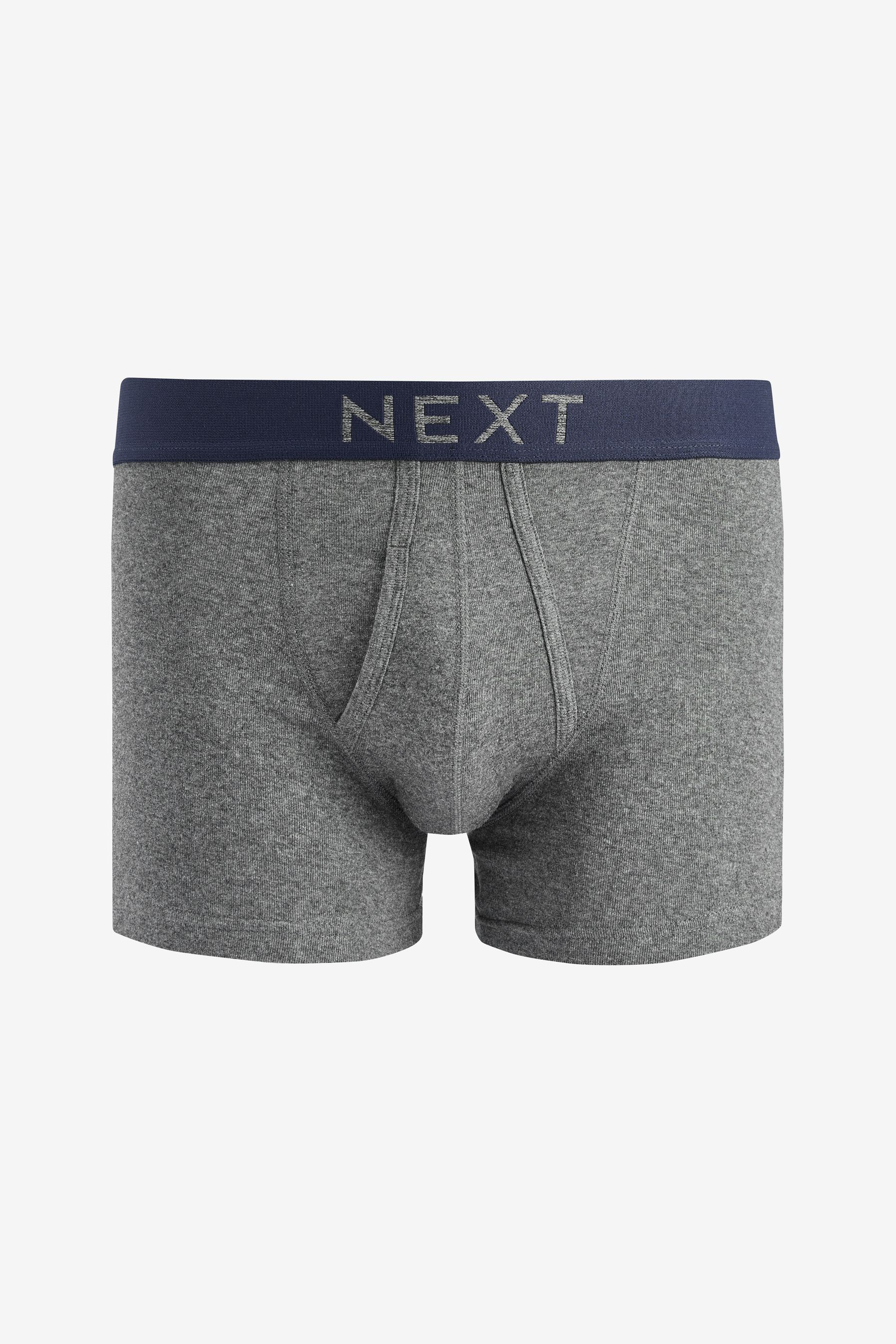 Buy Grey/Navy 4 pack A-Front Pure 100% Cotton Boxers from the Next UK ...