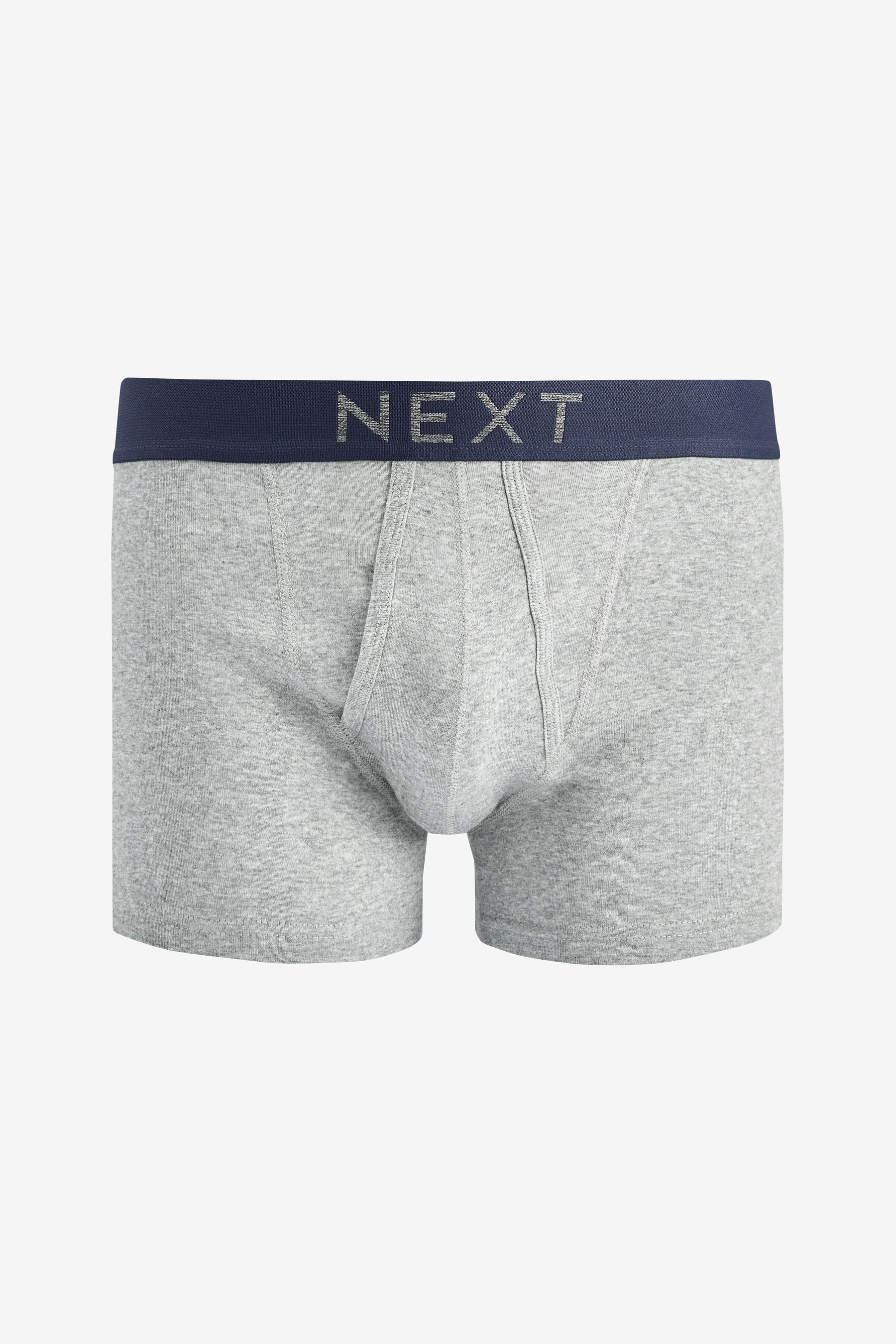 Buy Grey/Navy 4 pack A-Front Pure 100% Cotton Boxers from the Next UK ...