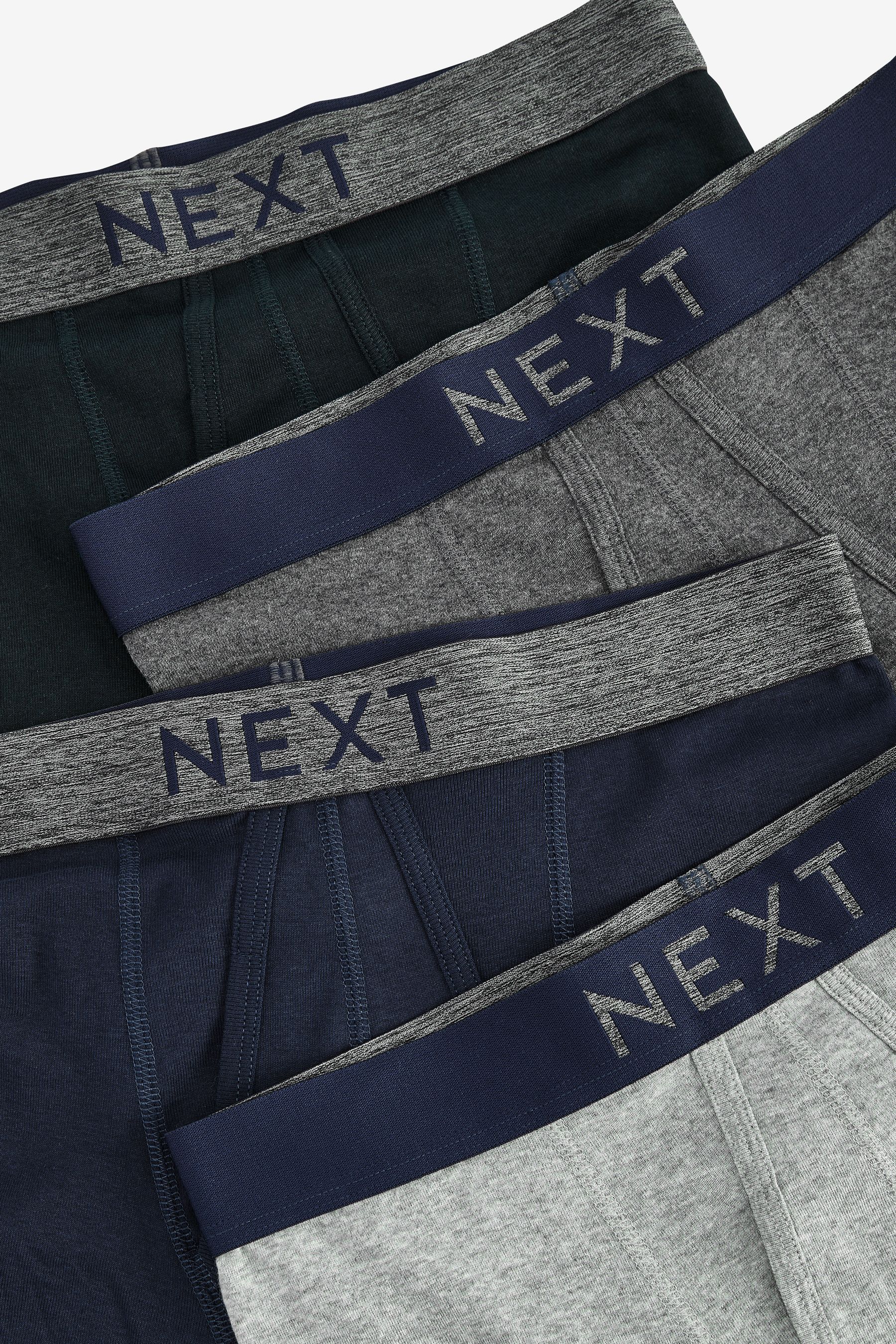 Buy Grey/Navy 4 pack A-Front Pure 100% Cotton Boxers from Next Australia
