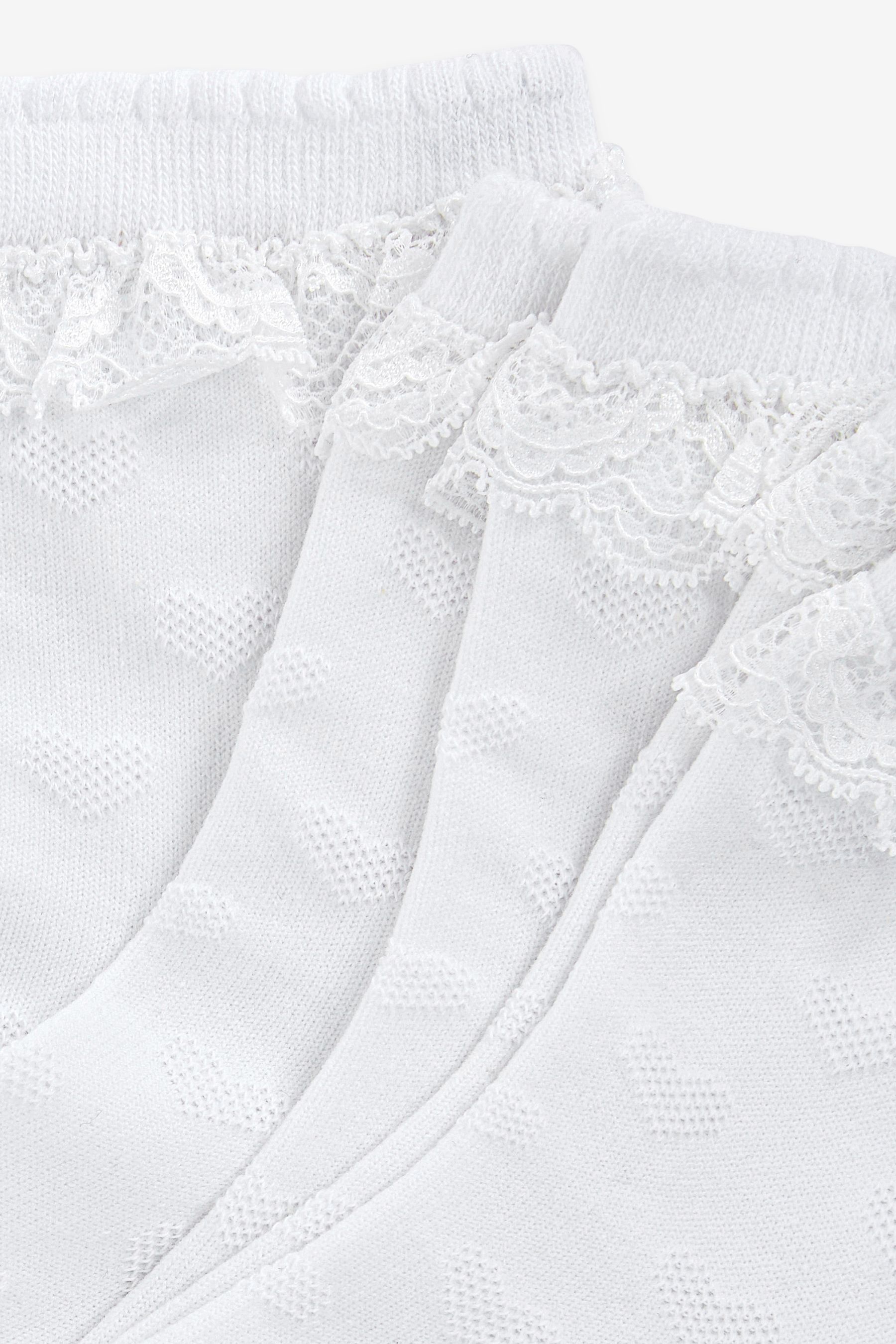 Buy White 5 Pack Cotton Rich Heart Texture Ruffle Ankle Socks from the ...