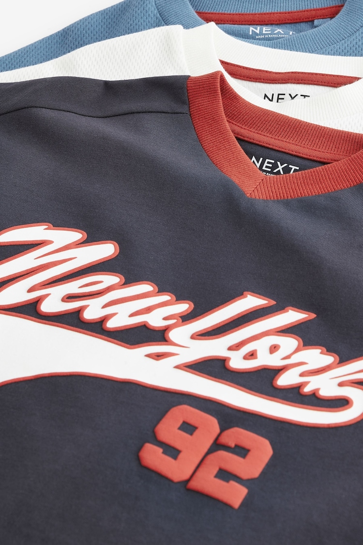 Buy Red/Blue/White Varsity Graphic Long Sleeve T-Shirts 3 Pack (3-16yrs ...