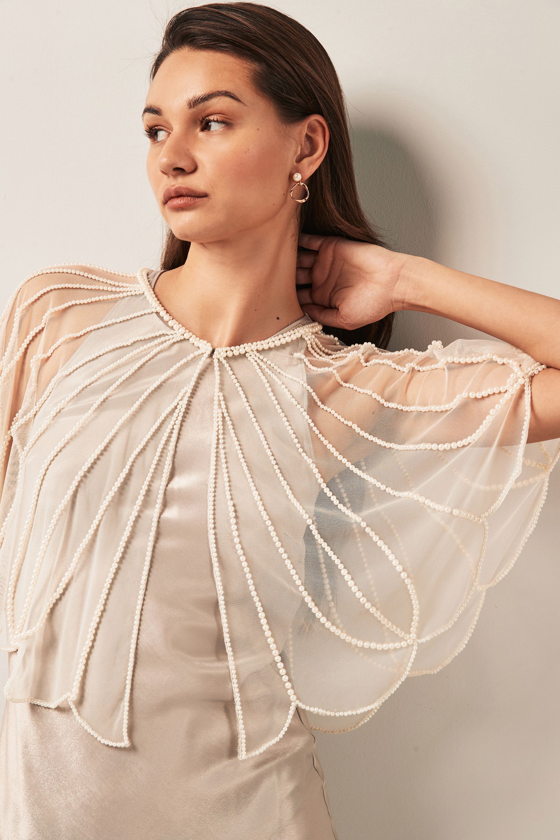Buy Ivory Cream Pearl Sheer Cape Cover-Up from the Next UK online shop