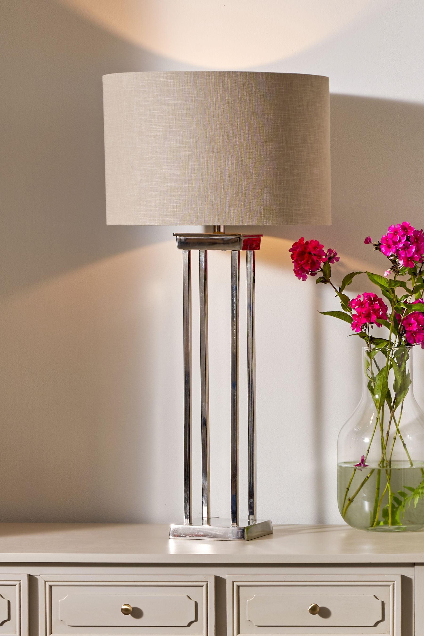 Buy Pacific Silver Langston Nickel Column Table Lamp from the Next UK ...