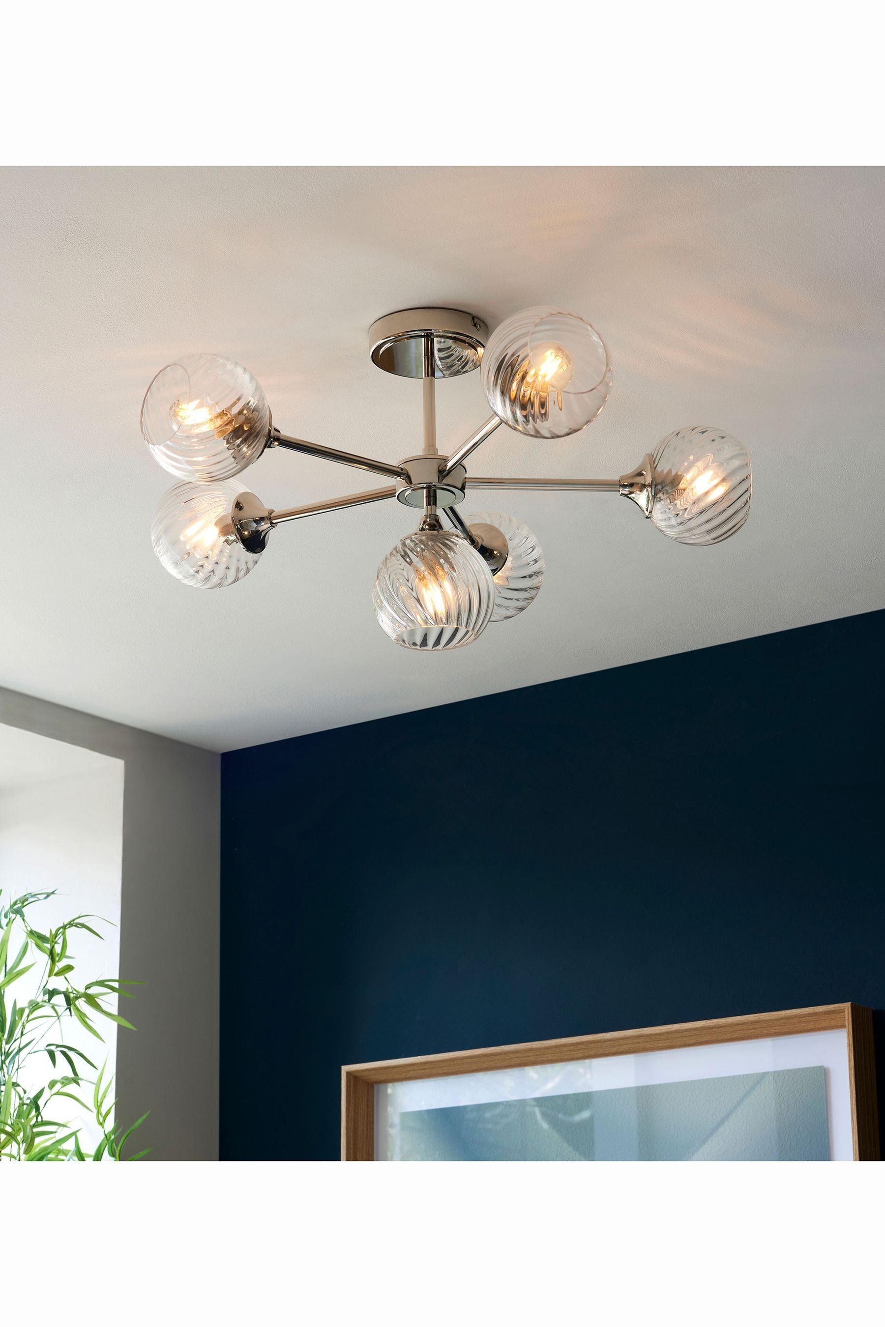 Buy Gallery Home Bright Nickel Lexi 6 Bulb Ceiling Light from the Next ...
