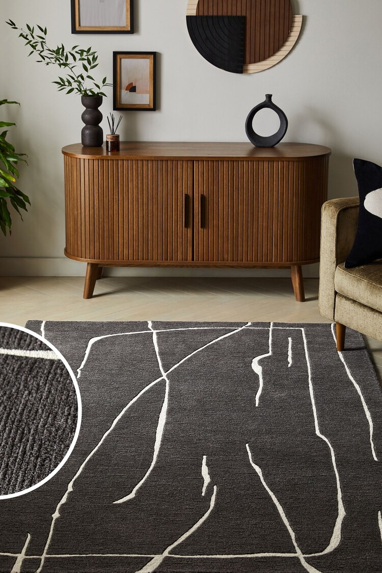 Buy Monochrome Felix Abstract Lines Rug from the Next UK online shop