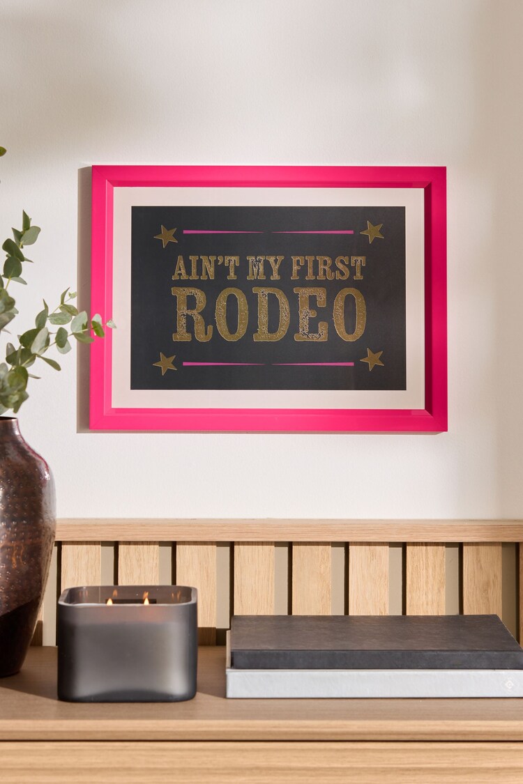 Buy Black/Pink Rodeo Slogan Framed Wall Art from the Next UK online shop