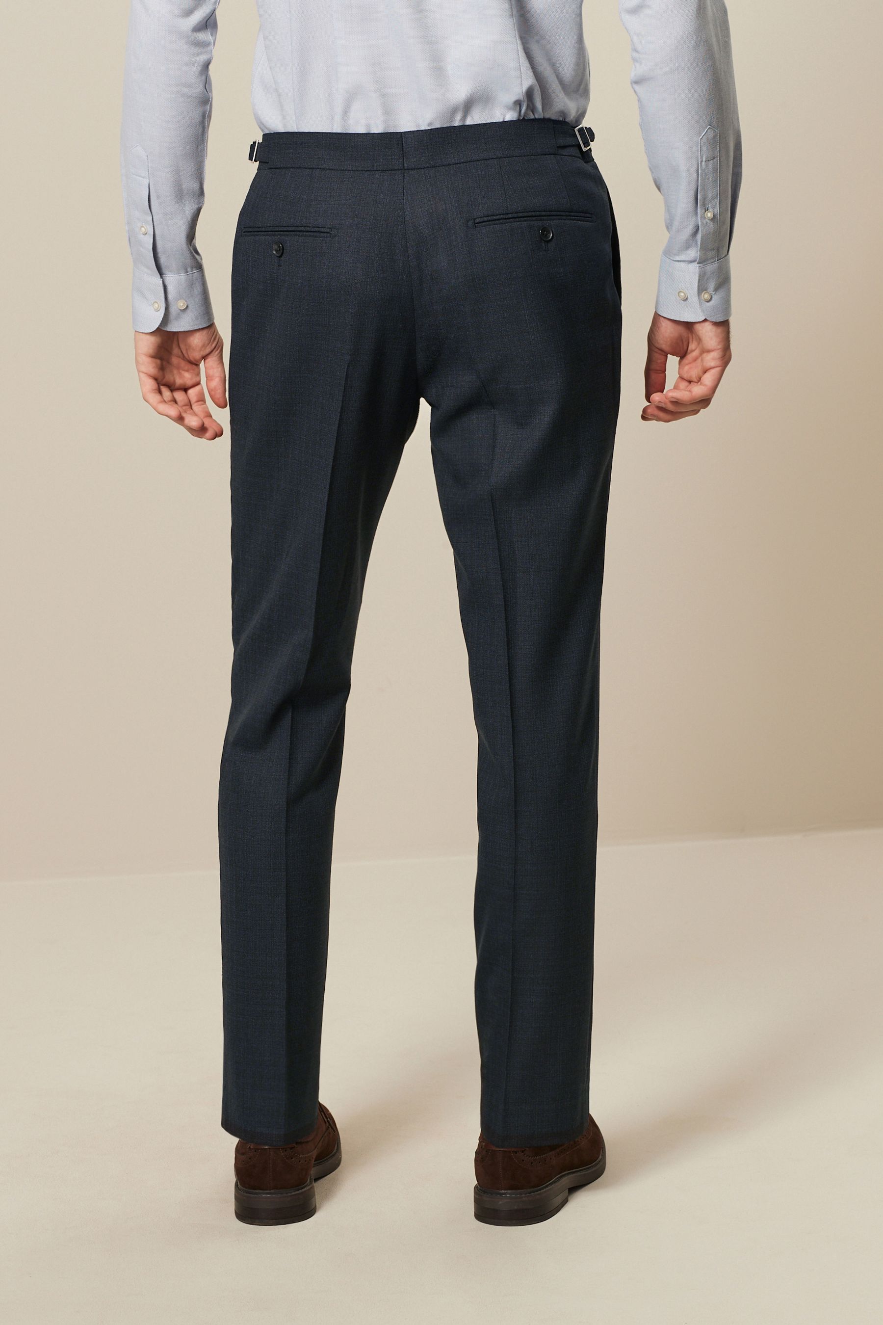 Buy Navy Blue Slim Fit Textured Wool Suit Trousers from the Next UK ...