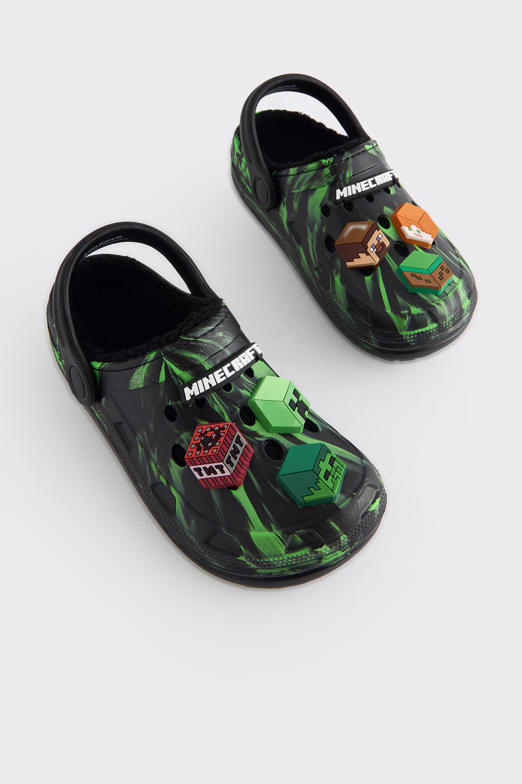 Buy Black/Green Minecraft Fleece Lined Slipper Clogs from the Next UK ...