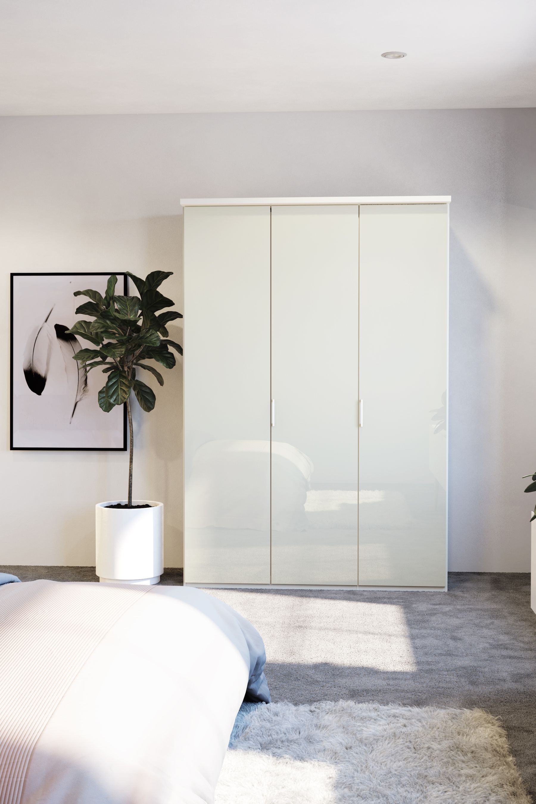 Buy Wiemann Peyton White Glass Semi Fitted Triple Wardrobe from the ...