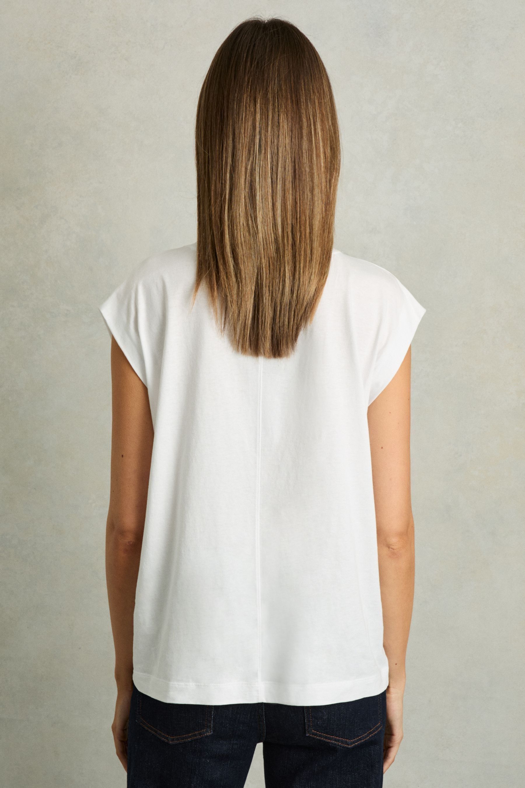 Buy Reiss White Morgan Cotton Capped Sleeve T-Shirt from the Next UK ...