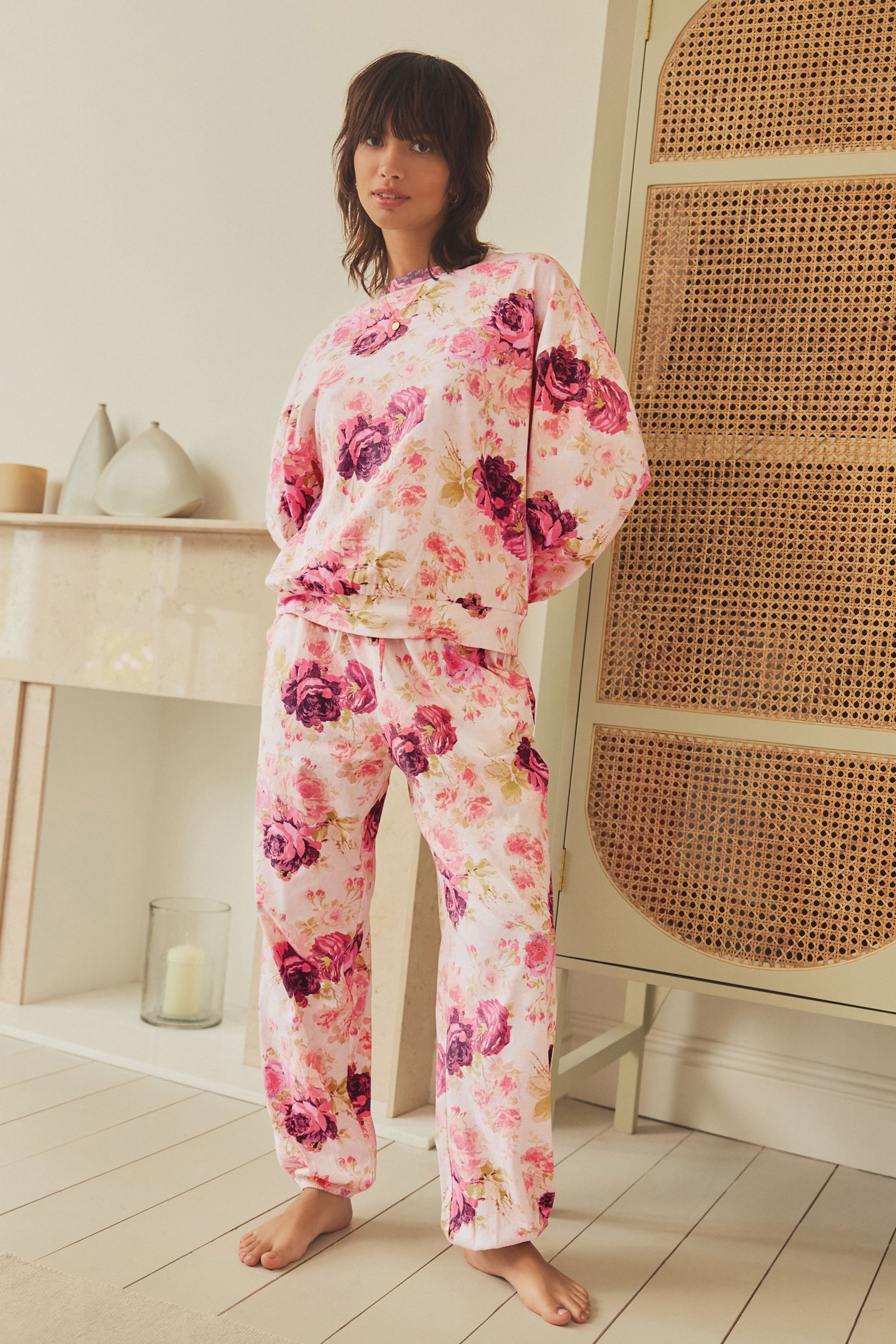Buy Pink Floral 100% Cotton Long Sleeve Pyjamas from the Next UK online ...