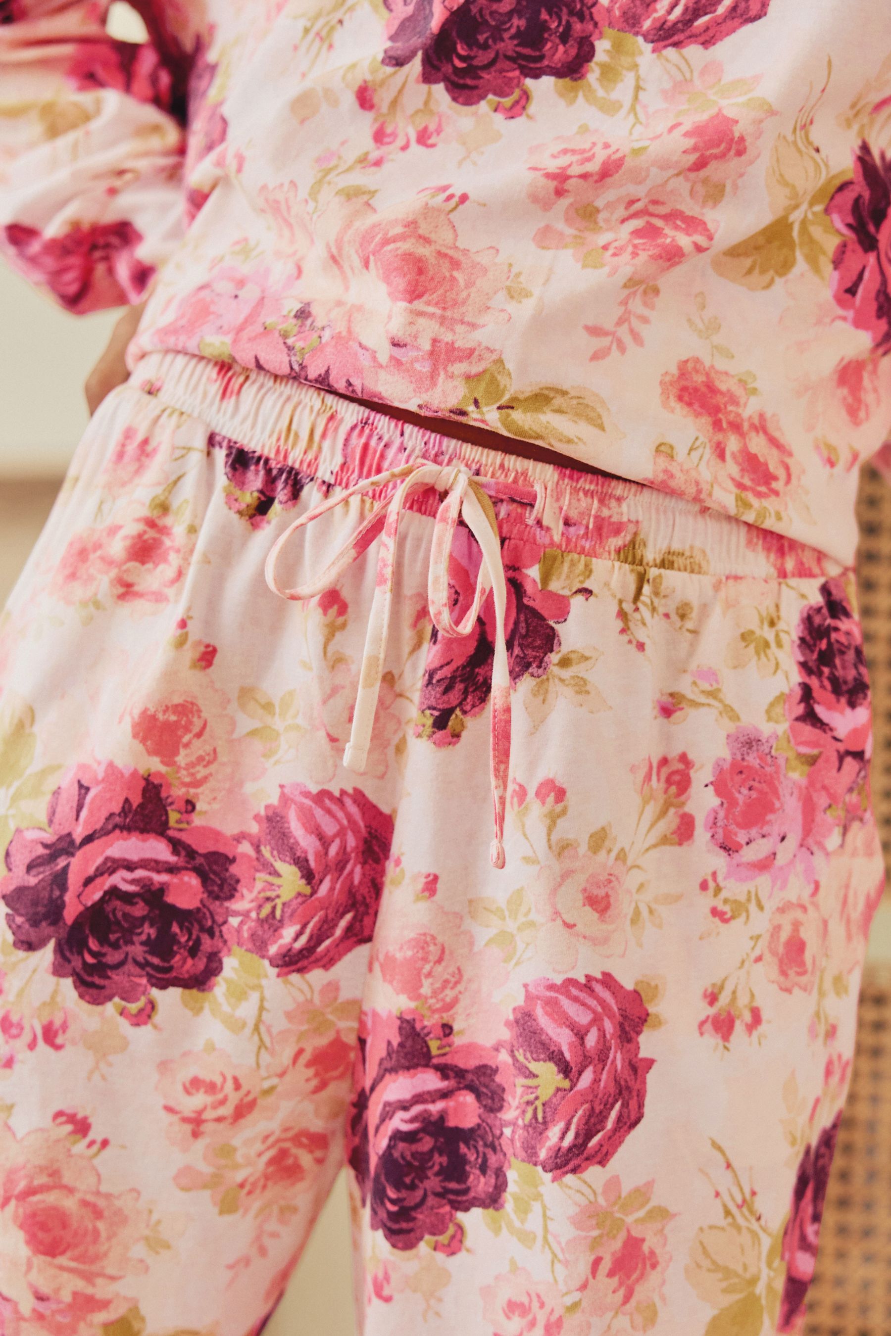 Buy Pink Floral 100% Cotton Long Sleeve Pyjamas from the Next UK online ...