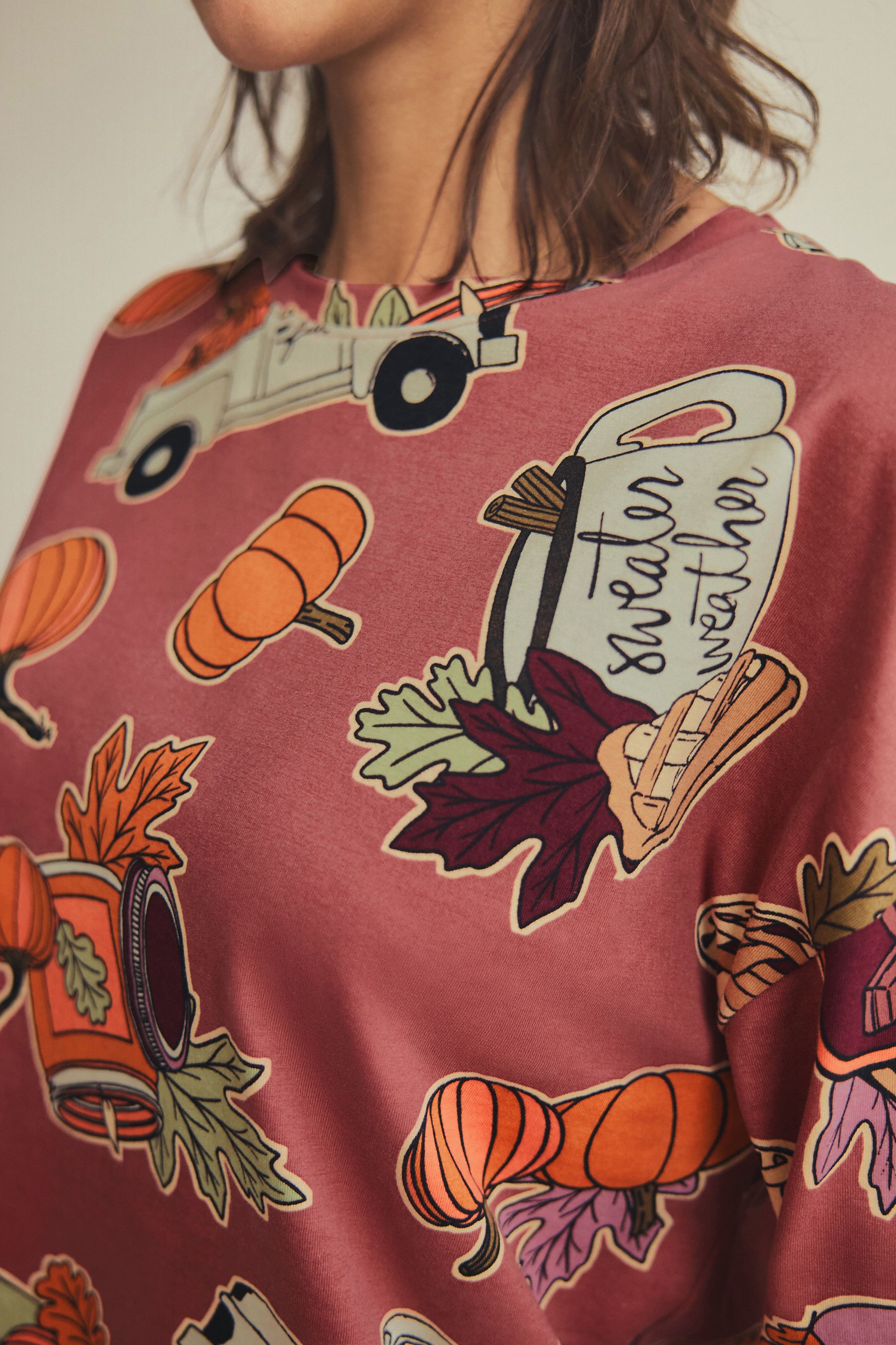 Buy Berry Red Pumpkin Spice Autumn 100% Cotton Long Sleeve Pyjamas from ...