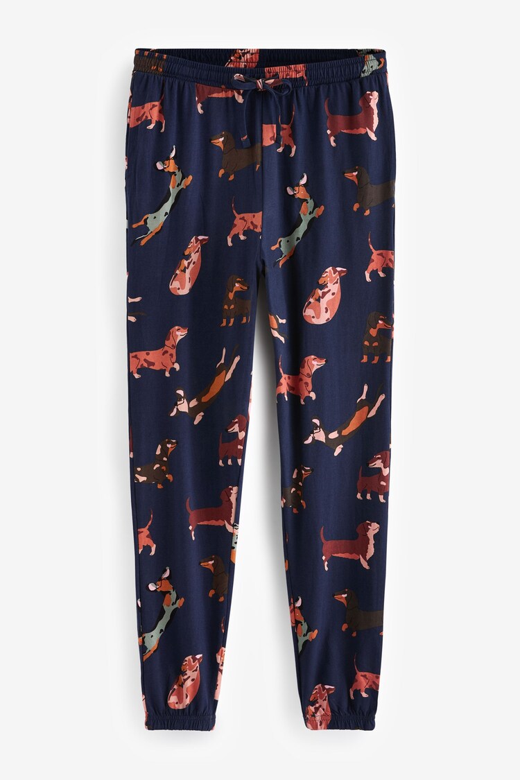 Buy Navy Blue Dachshund 100% Cotton Long Sleeve Pyjamas from the Next ...