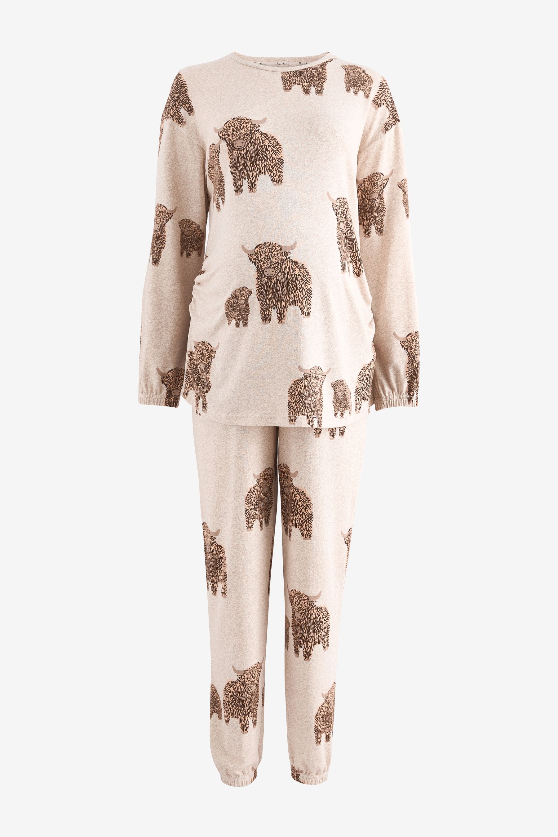 Buy Ecru Hamish the Highland Cow Maternity Long Sleeve Pyjamas from the ...