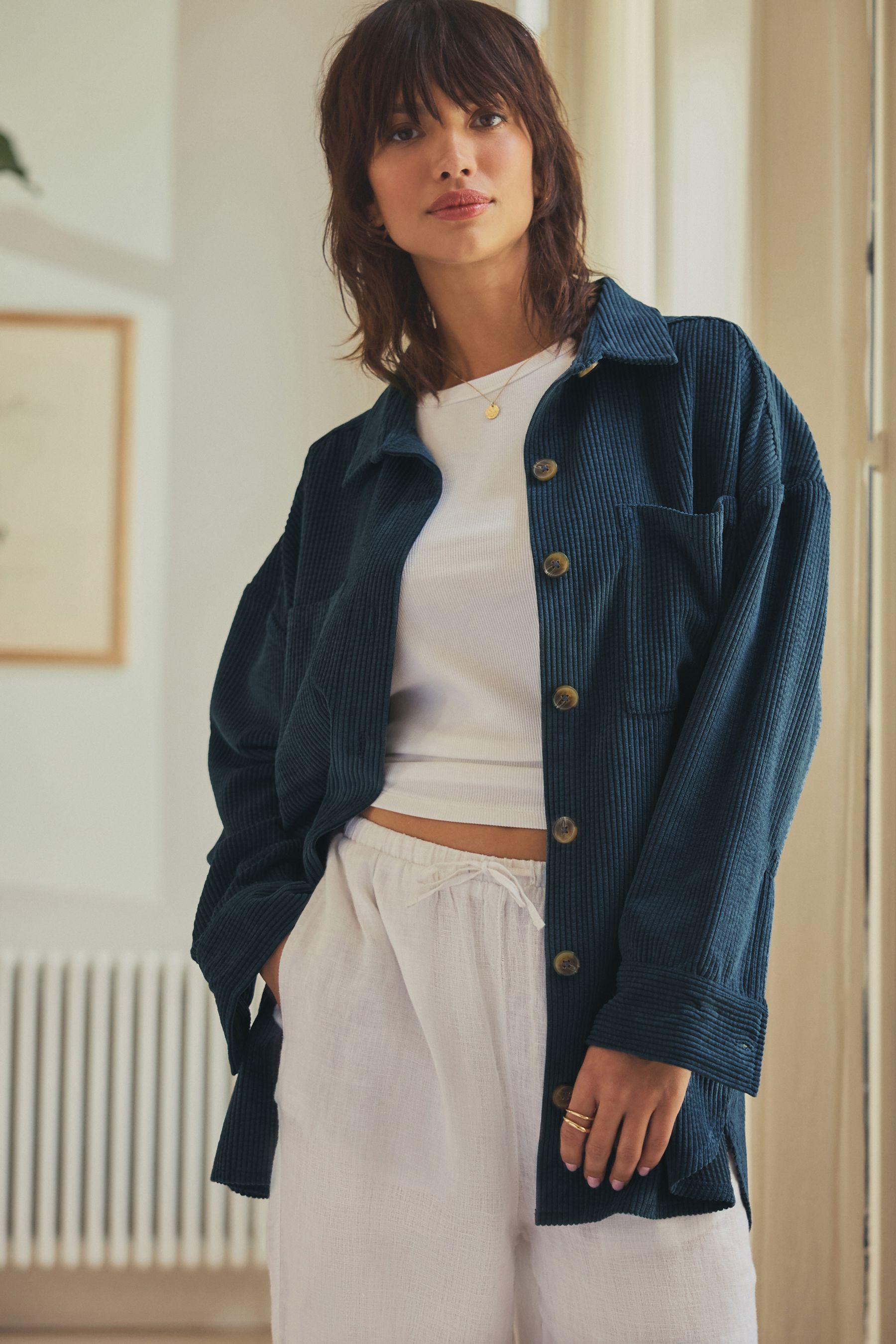 Buy Navy Blue Corduroy Lightweight Shacket from the Next UK online shop