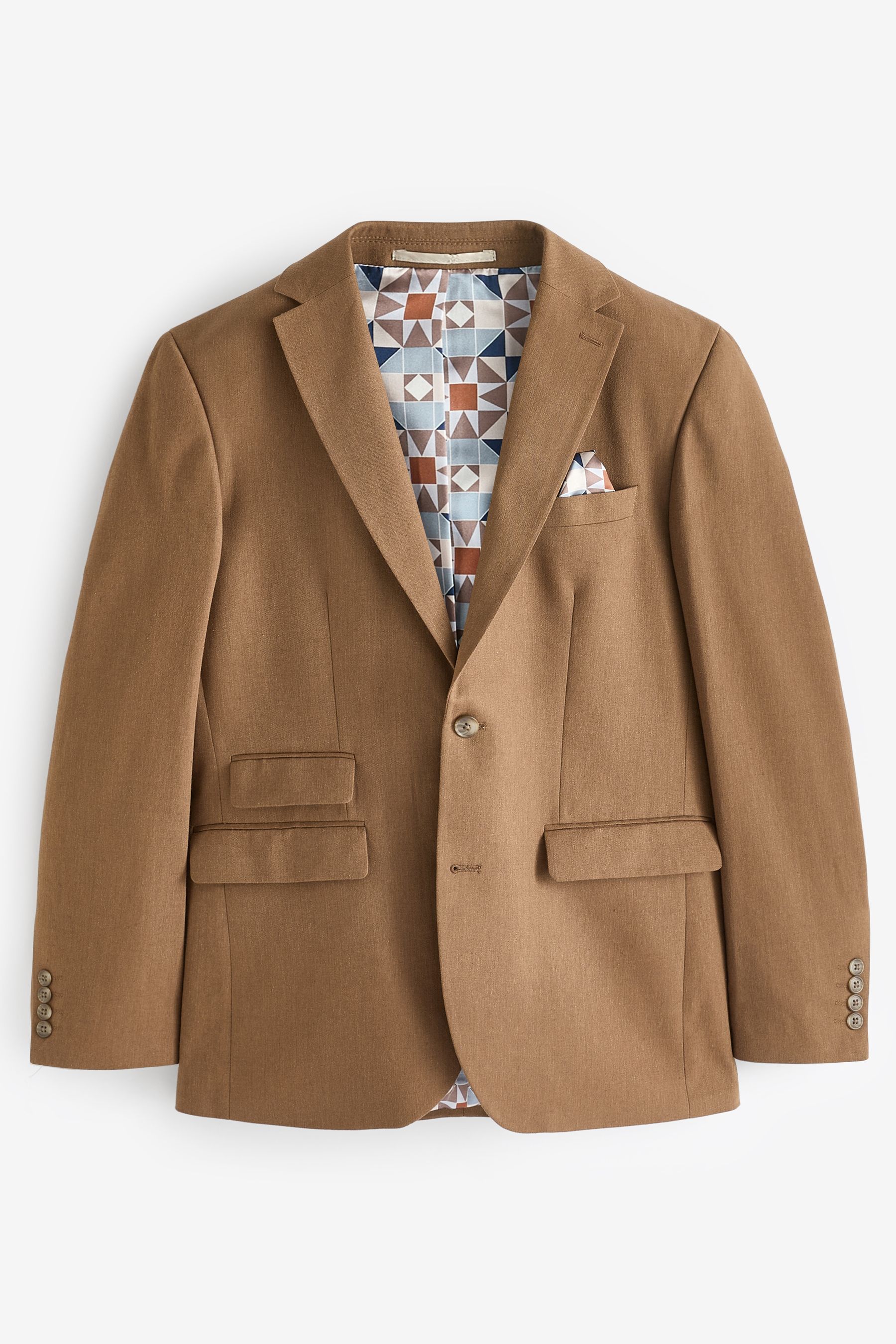 Buy Rust Brown Linen Blend Tailored Fit Suit Jacket from Next United ...