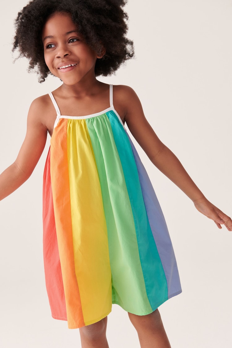 Buy Little Bird by Jools Oliver Rainbow Striped 100% Cotton Playsuit ...