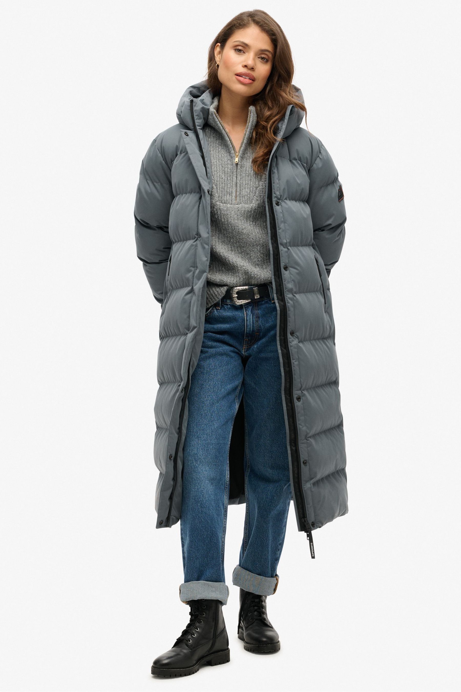 Buy Superdry Ebony Microfibre Longline Puffer Coats from the Next UK ...