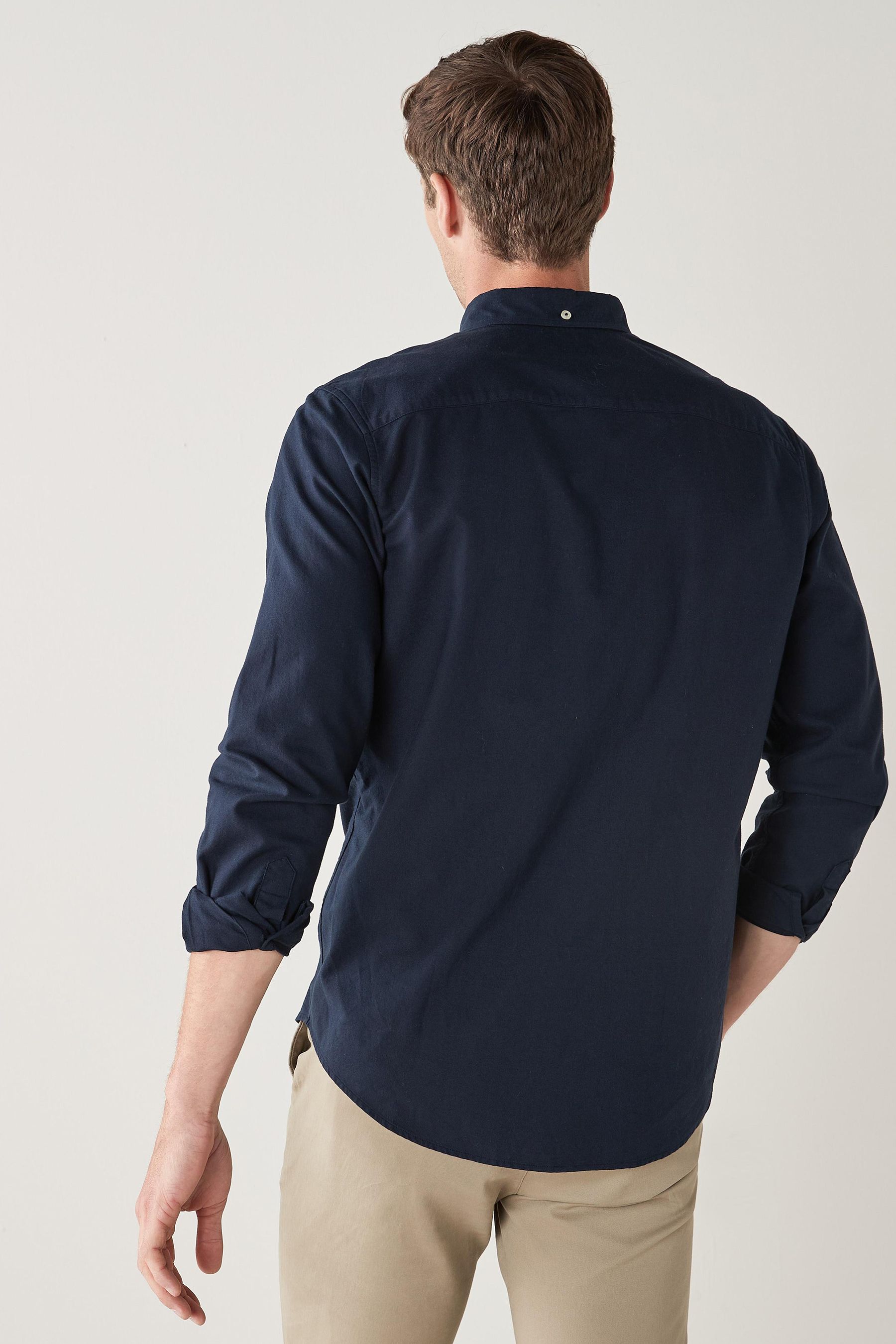 Buy Navy Blue Regular Fit Long Sleeve 100% Cotton Oxford Shirt from the ...