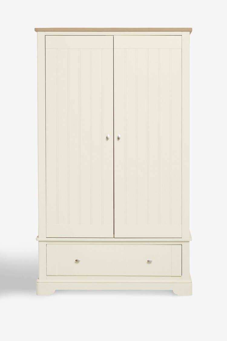 Buy Chalk White Hampton Painted Oak Double, 1 Drawer Wardrobe from the ...