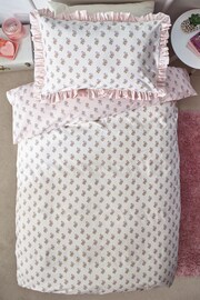 Buy Pink Block Floral Printed Polycotton Duvet Cover and Pillowcase ...