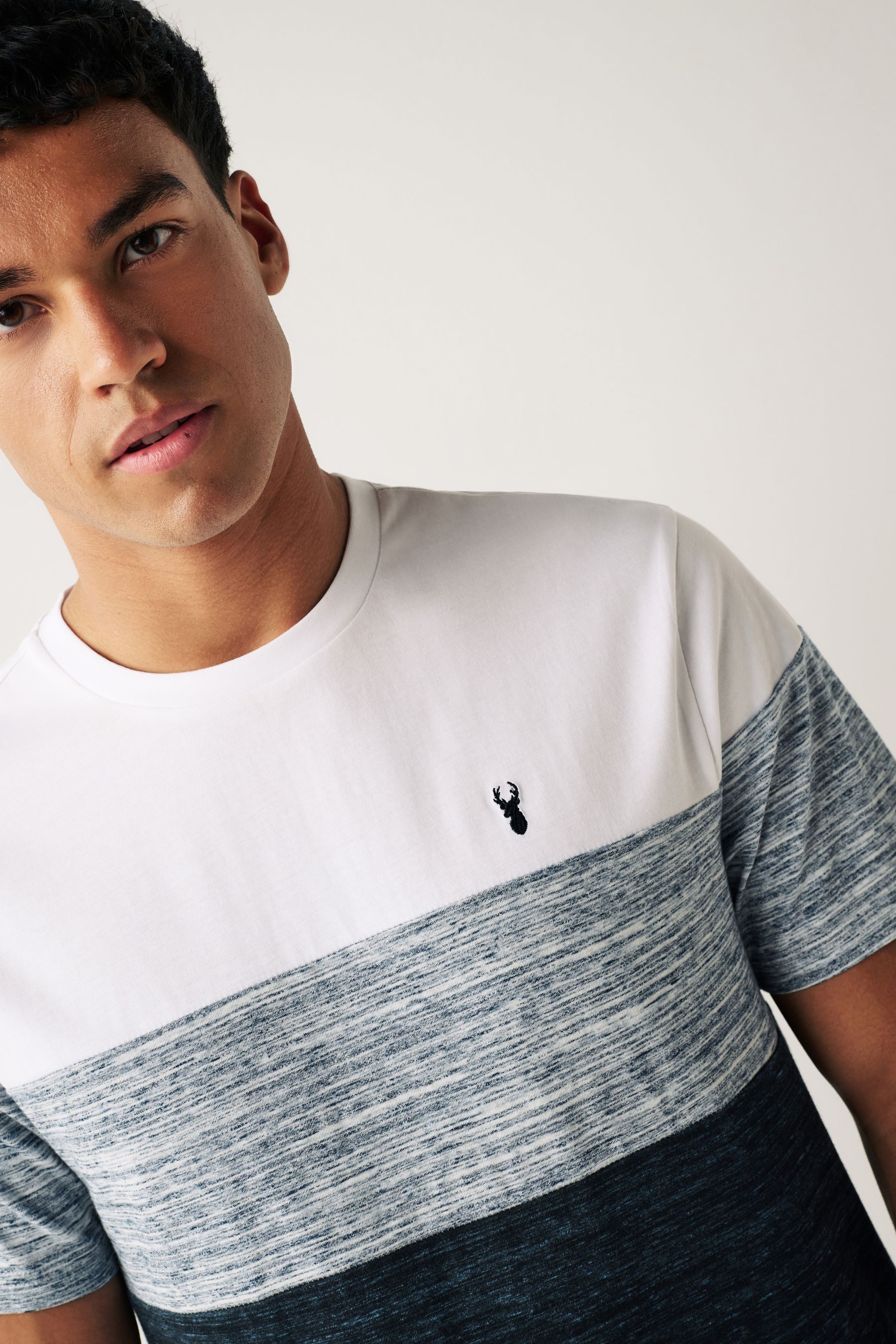 Buy Navy Blue Regular Fit Block T-Shirt from the Next UK online shop