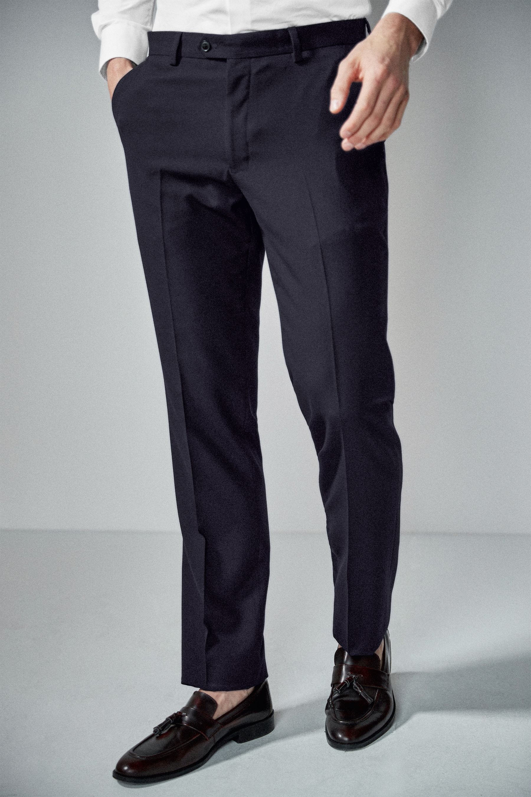 Buy Navy Blue Tailored Fit Suit Trousers from the Next UK online shop