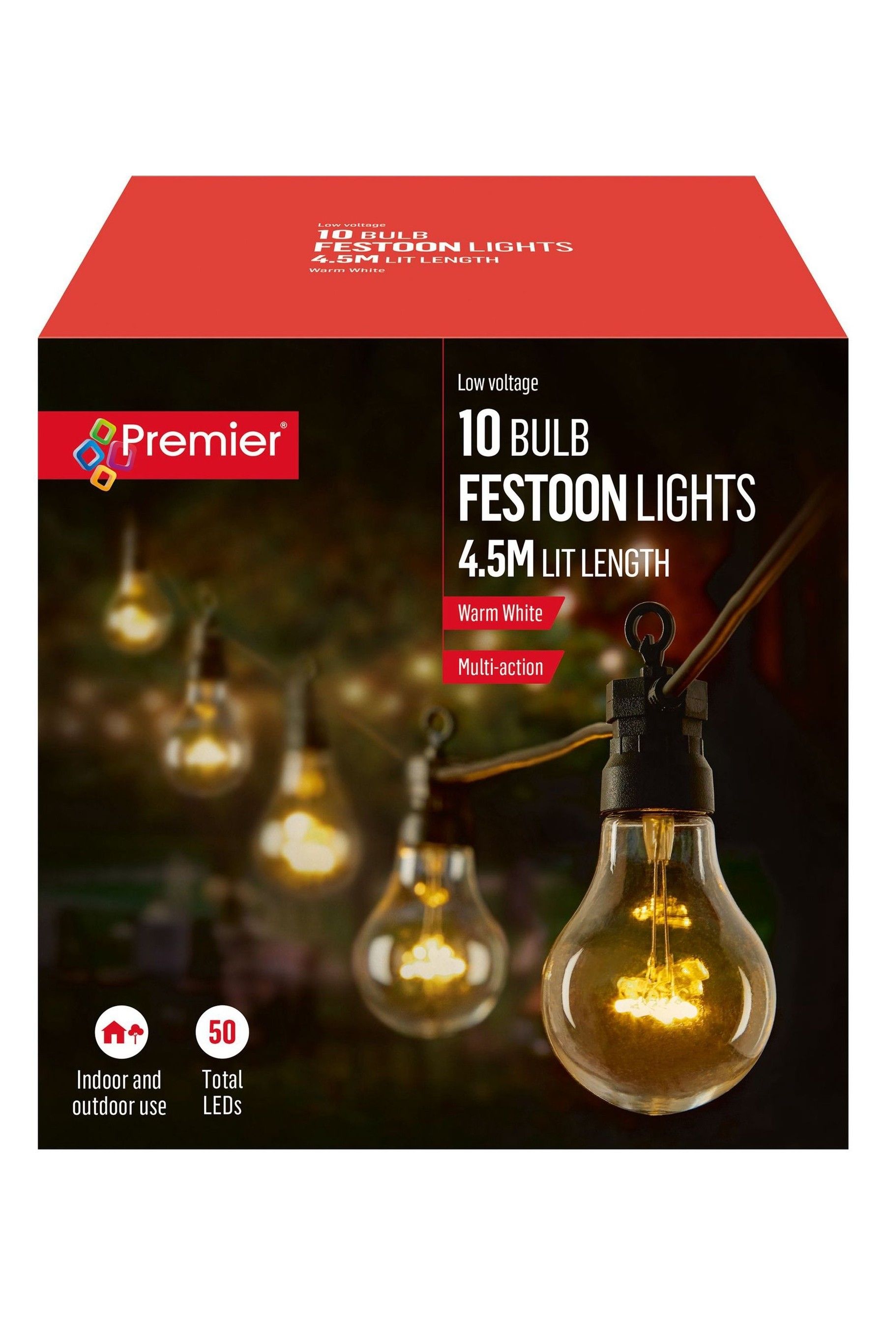 Buy Premier Decorations Ltd Garden 10 Warm White Festoon Lights from ...