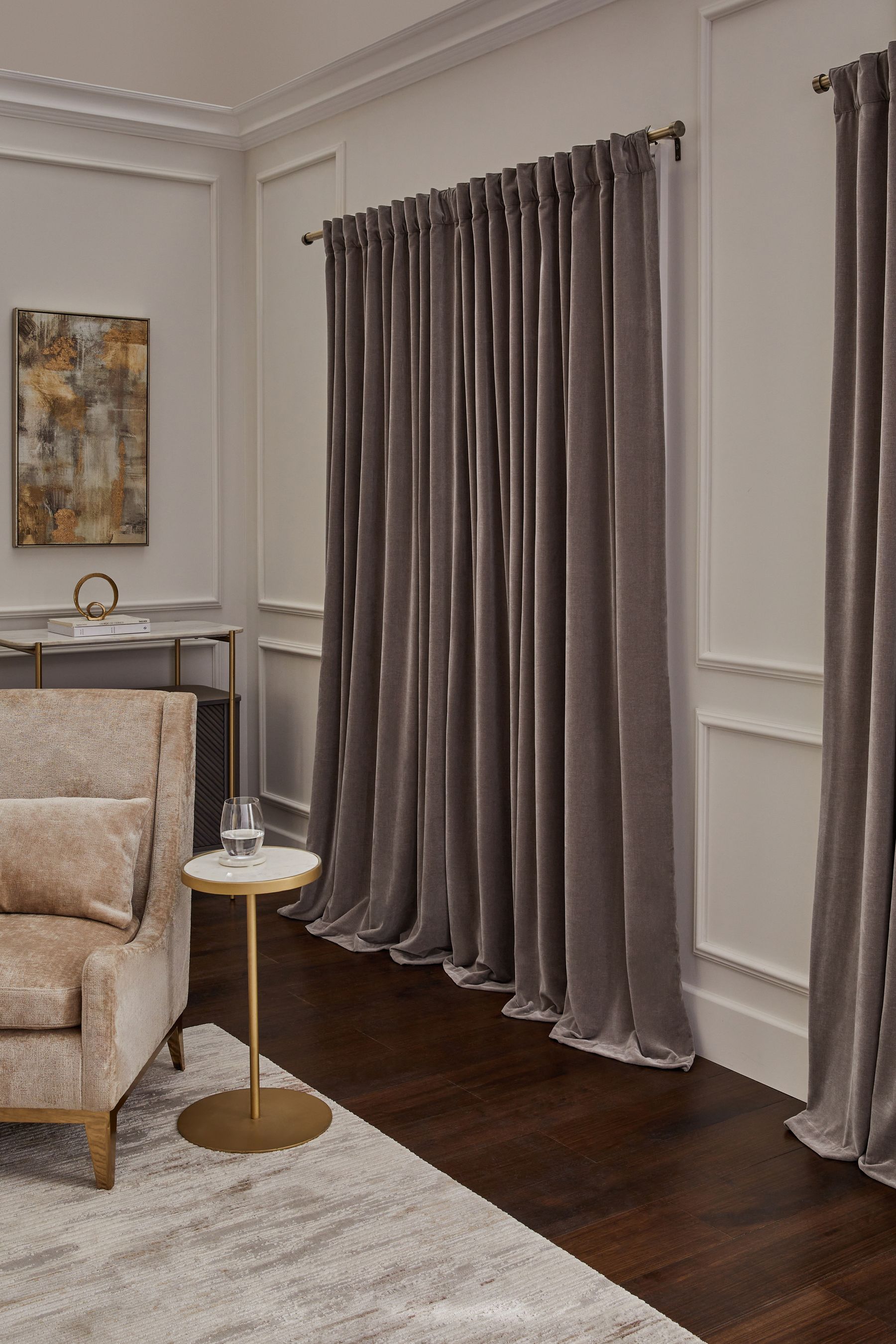 Buy Mink Natural Sumptuous Velvet Hidden Tab Top Lined Curtains from Next Ireland