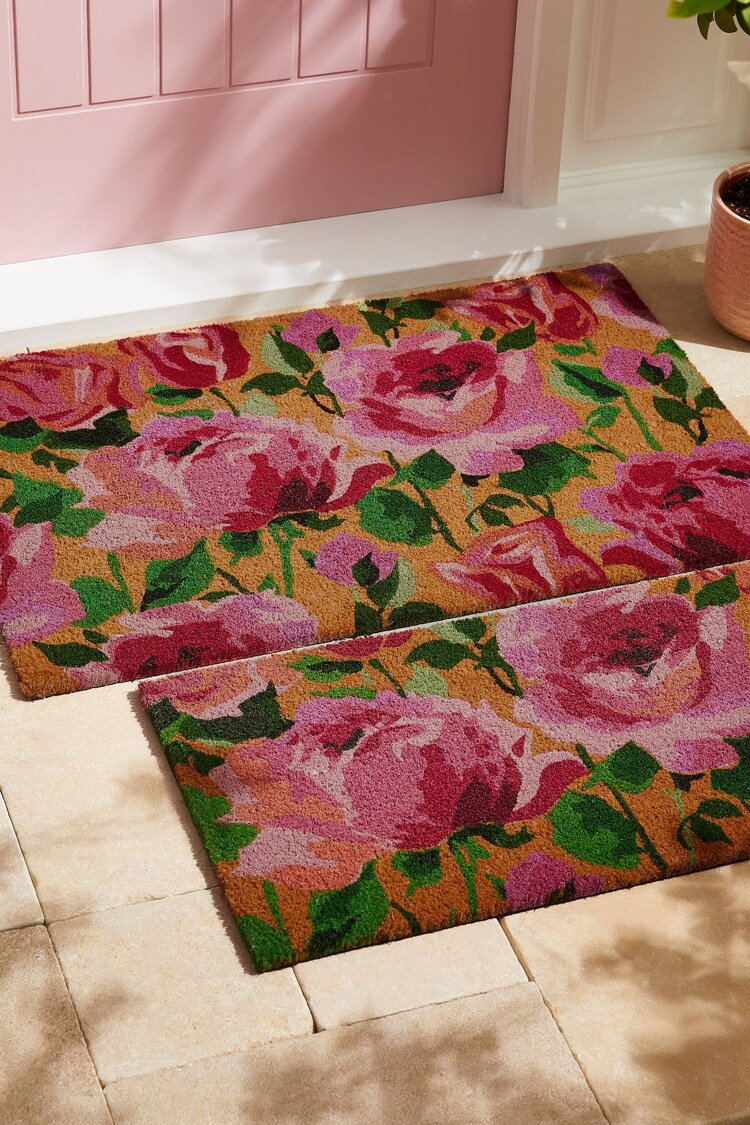 Buy Pink Rose Print Doormat from the Next UK online shop