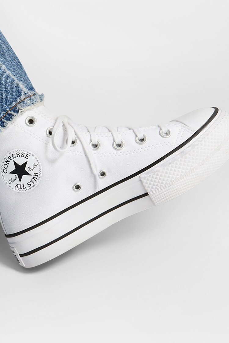 Buy Converse White Pale Platform Lift High Top Trainers from the Next ...