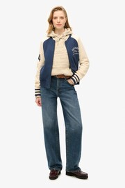Buy Superdry Atlantic Navy College Script Graphic Bomber Hoodie from ...