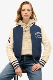 Buy Superdry Atlantic Navy College Script Graphic Bomber Hoodie from ...