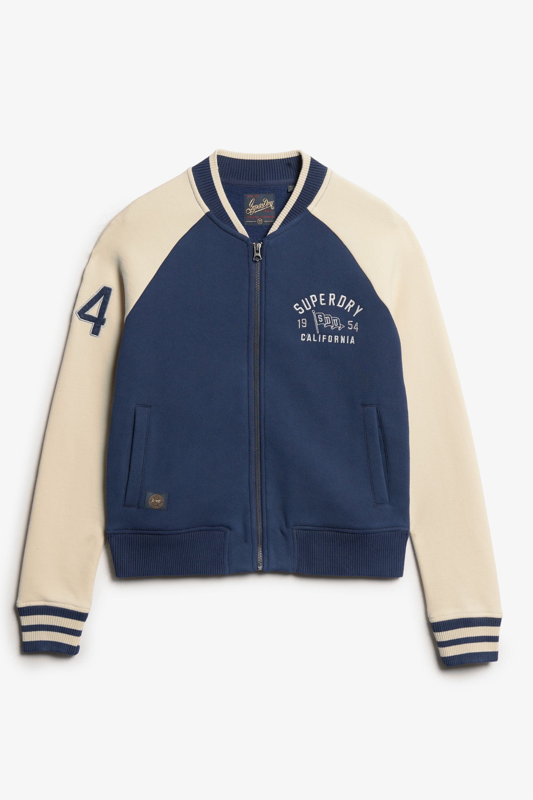Buy Superdry Atlantic Navy College Script Graphic Bomber Hoodie from ...