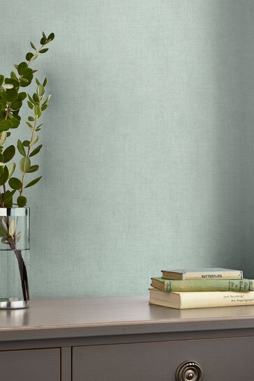 Buy Laura Ashley Duck Egg Blue Plain Textured Wallpaper Wallpaper from ...