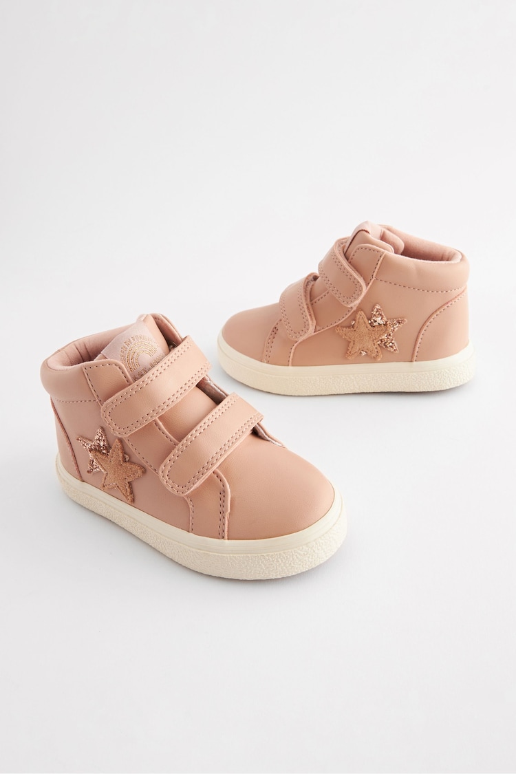 Buy Pink Wide Fit (G) Star Touch Fasten Strap High Top Trainers from ...