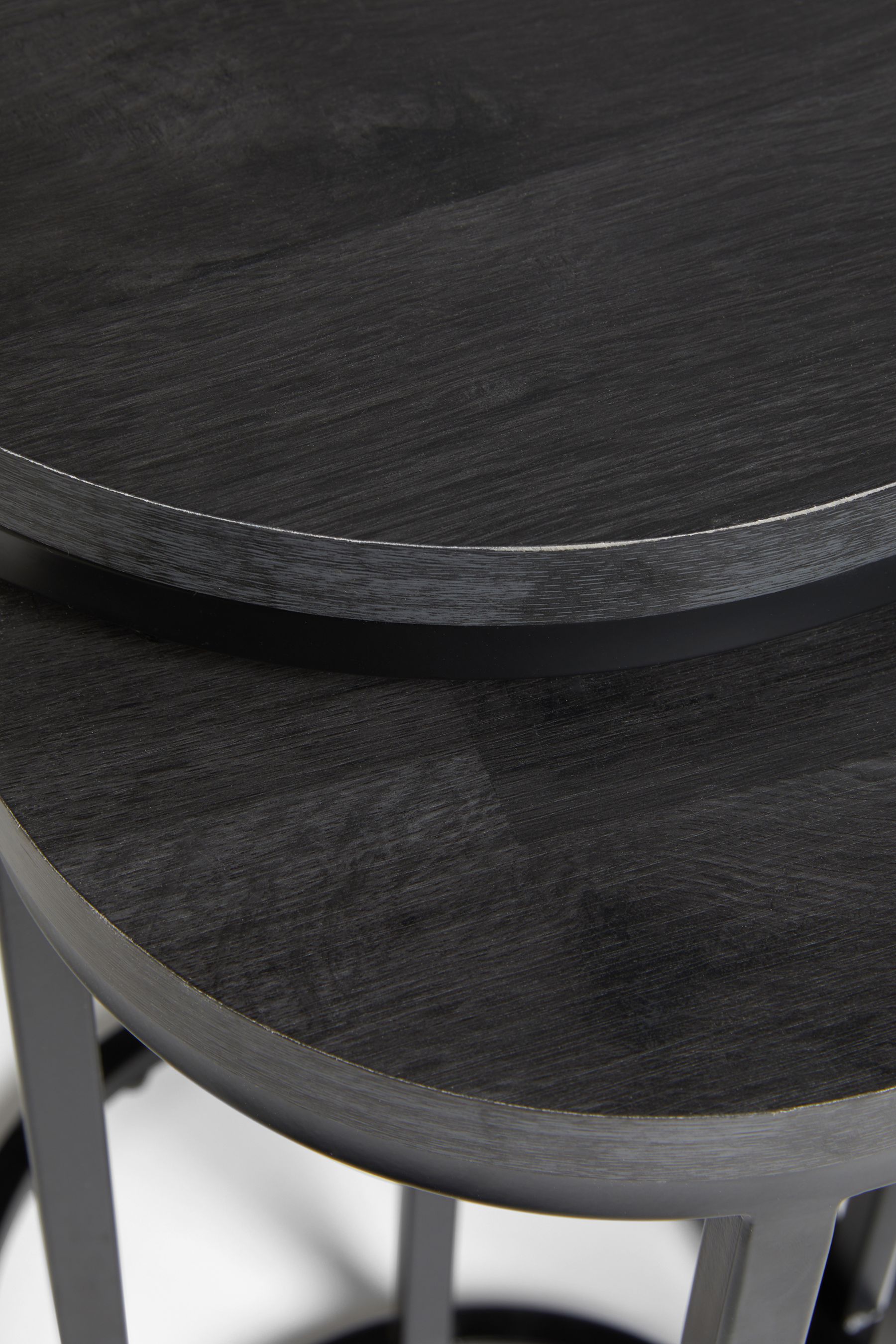 Buy Black Bronx Oak Effect Round Set of 3 Nest of Tables from the Next ...