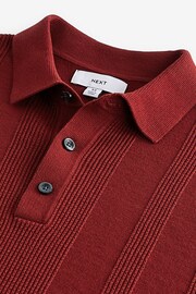 Buy Rust Red/Orange Regular Fit 100% Cotton Knitted Textured Stripe ...